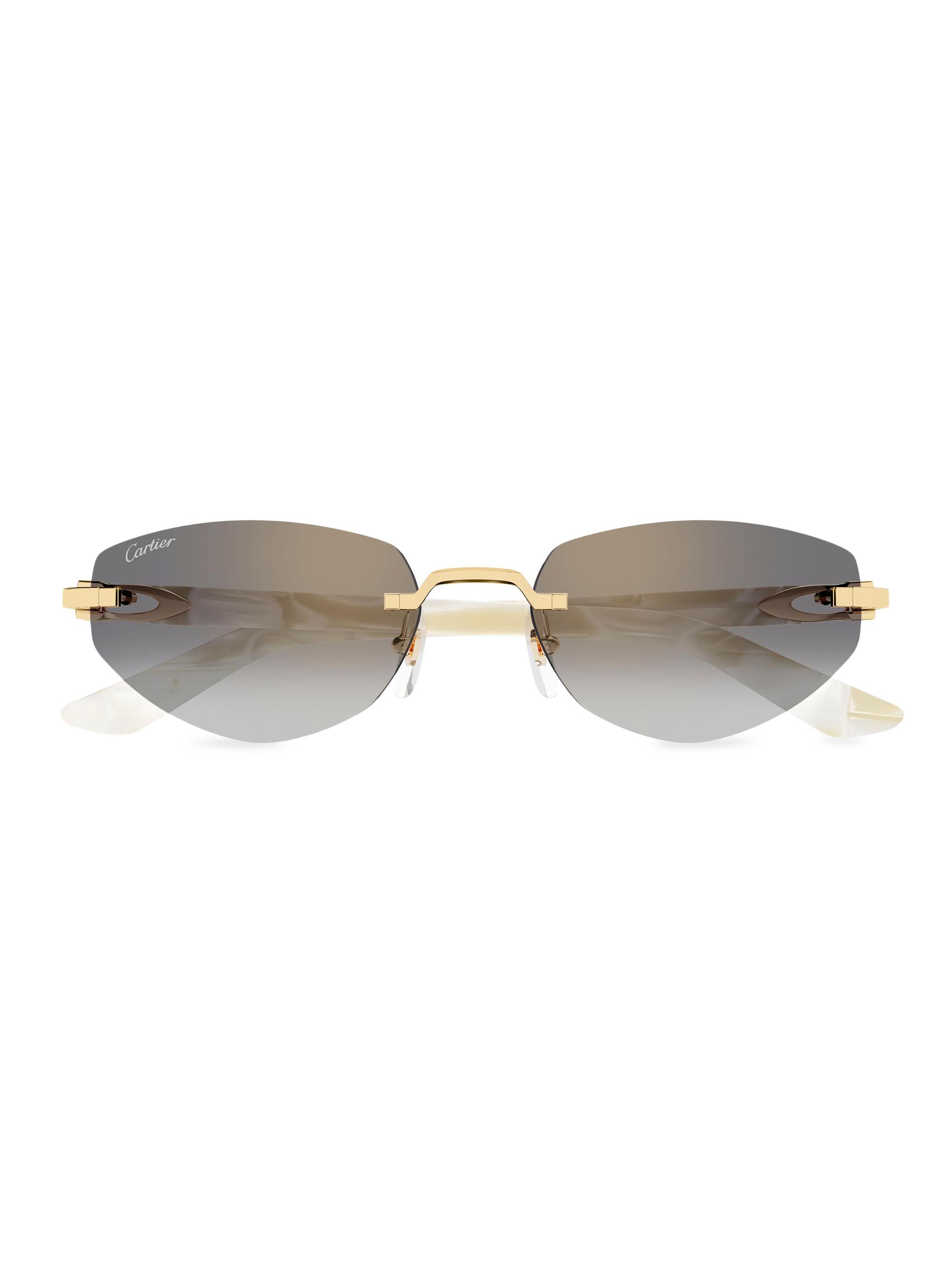 Cartier C Decor 56MM 24K-Gold-Plated Cat-Eye Sunglasses | Saks Fifth Avenue