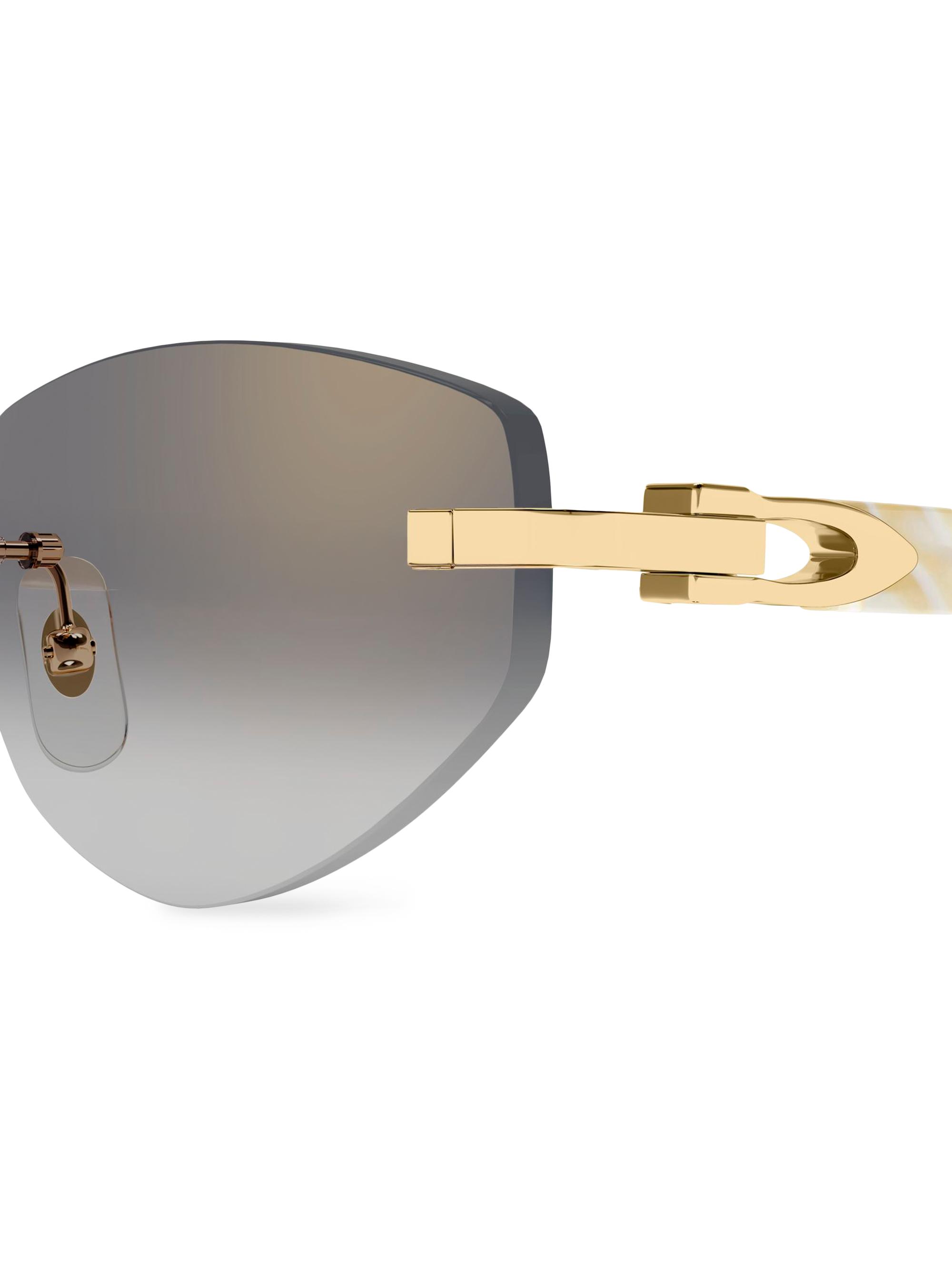 Cartier C Decor 56MM 24K-Gold-Plated Cat-Eye Sunglasses | Saks Fifth Avenue