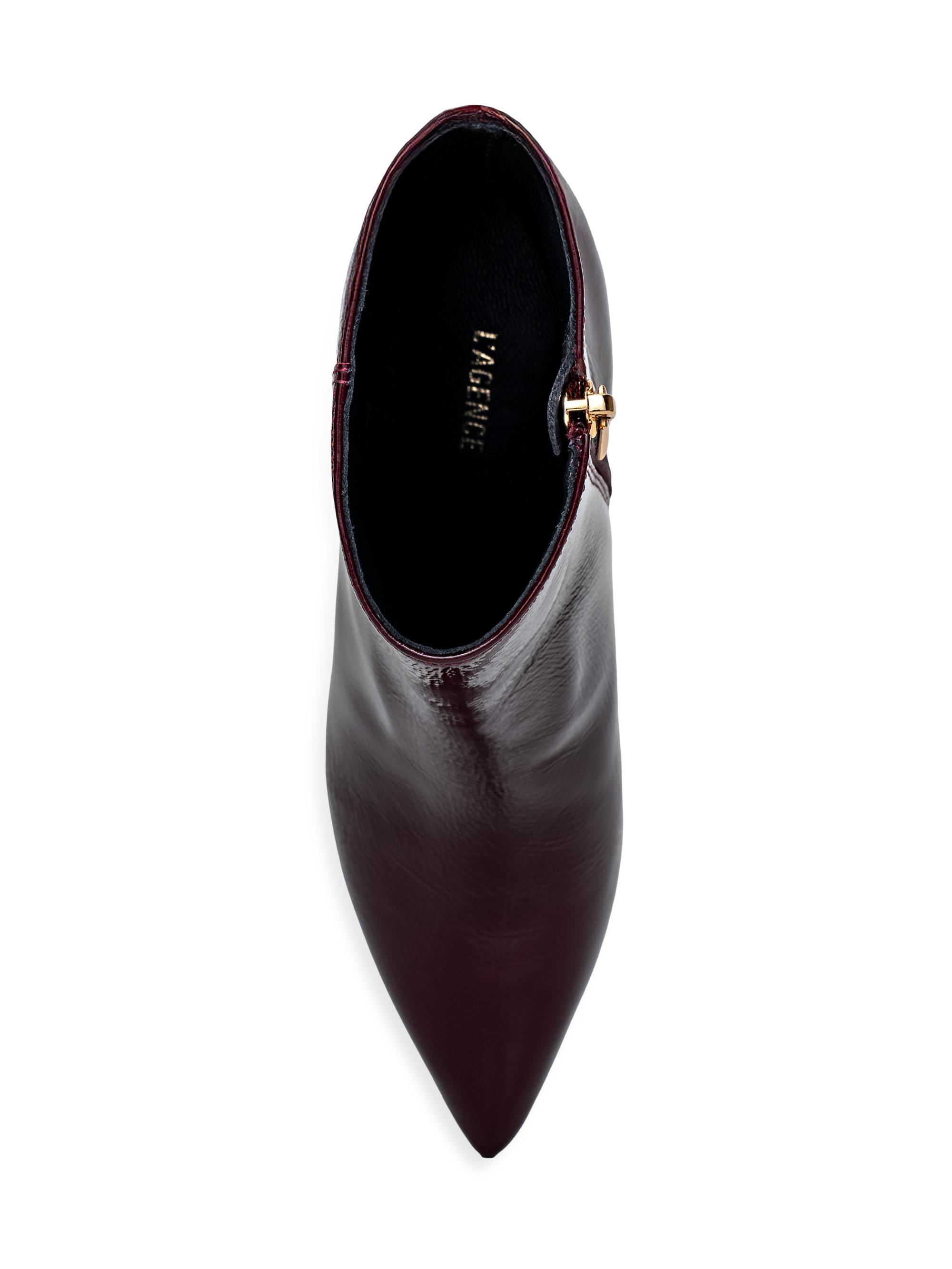 L'AGENCE Lilly 75MM Patent Leather Ankle Boots | Saks Fifth Avenue