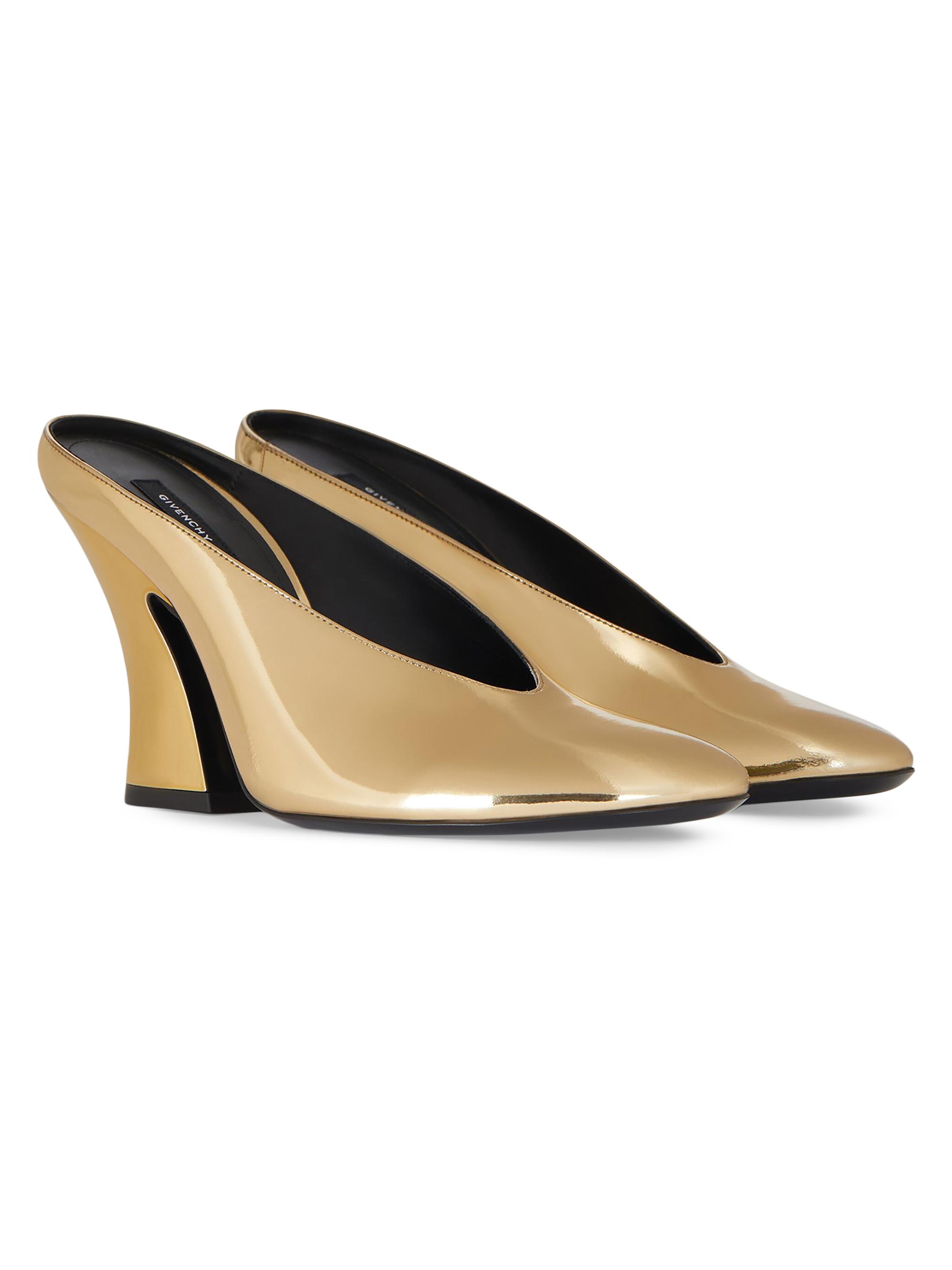 Givenchy Sculpted Heeled Mules in Mirror Effect Leather | Saks Fifth Avenue