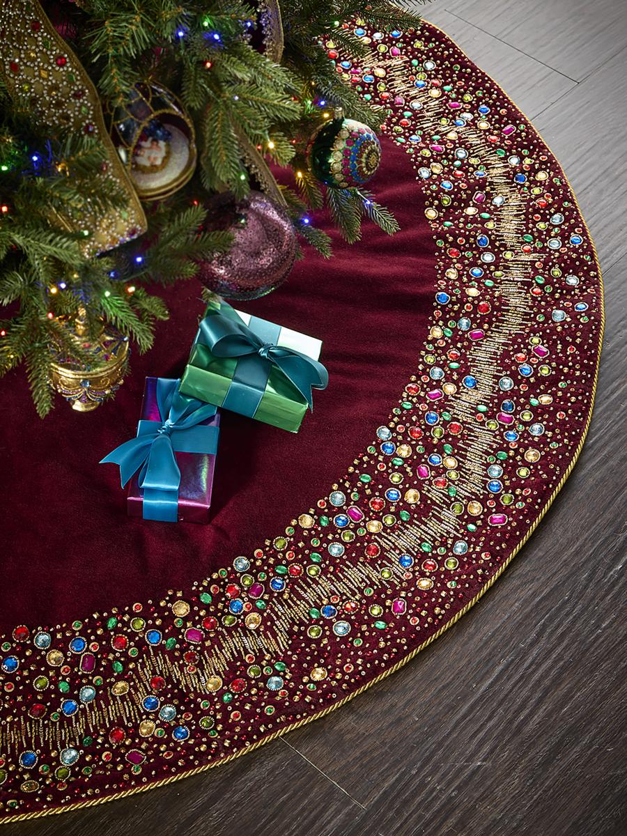 Kim Seybert Christmas Cheer Embellished Cotton Velvet Tree Skirt | Saks ...