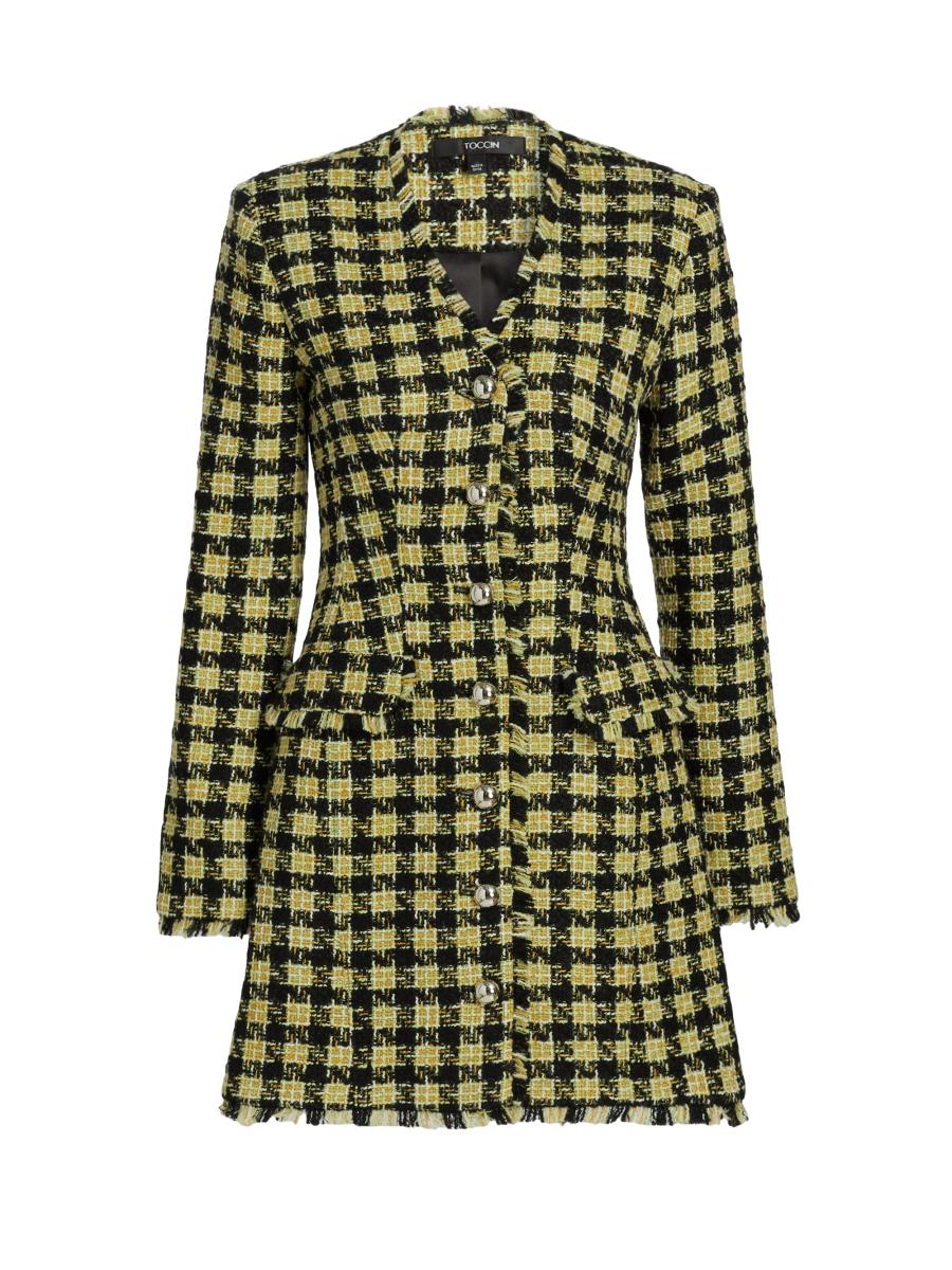 Toccin Mallory Strong-Shoulder Tweed Dress | Saks Fifth Avenue