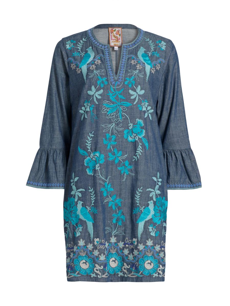 Johnny Was Kikio Embroidered Cotton Shift Dress | Saks Fifth Avenue