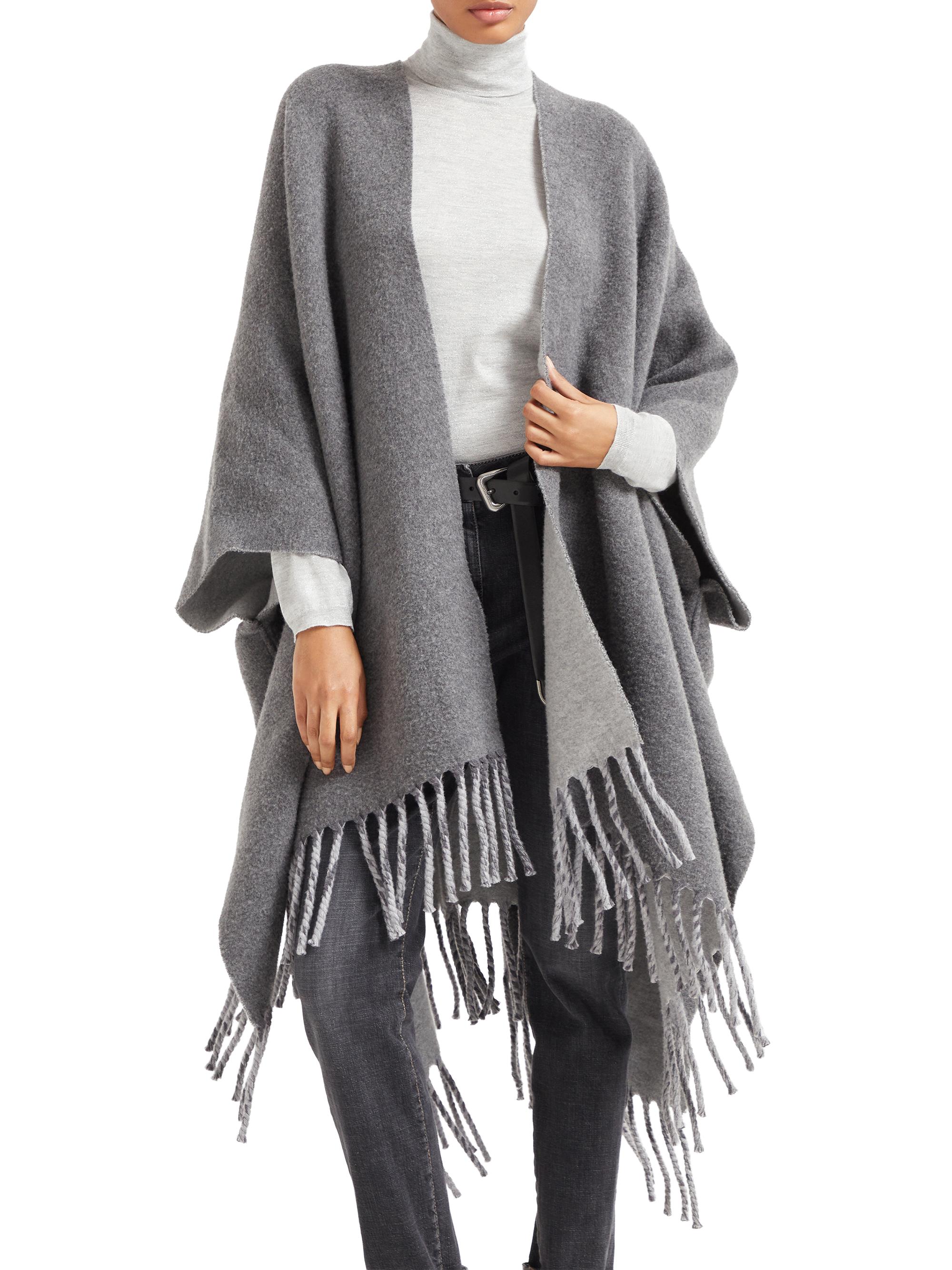 Brunello Cucinelli Wool and Cashmere Reversible Double Knit Poncho ...
