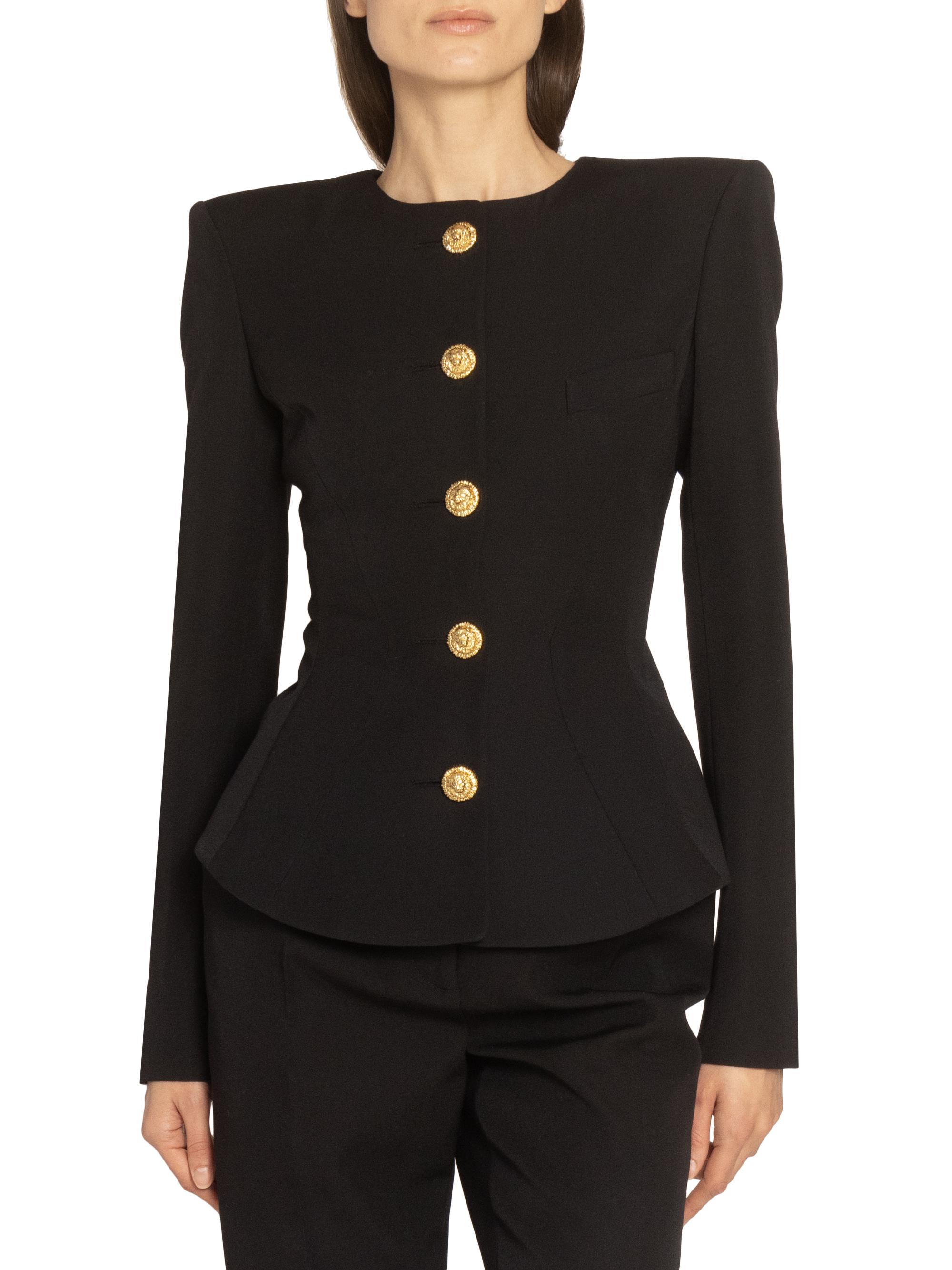 Balmain Grain de Poudre Buttoned Wool Basque Jacket | Saks Fifth Avenue