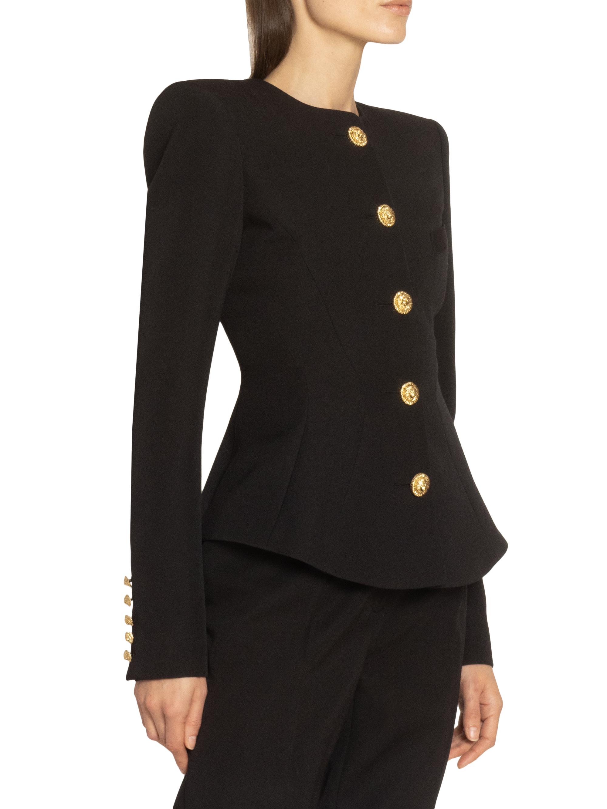 Balmain Grain de Poudre Buttoned Wool Basque Jacket | Saks Fifth Avenue
