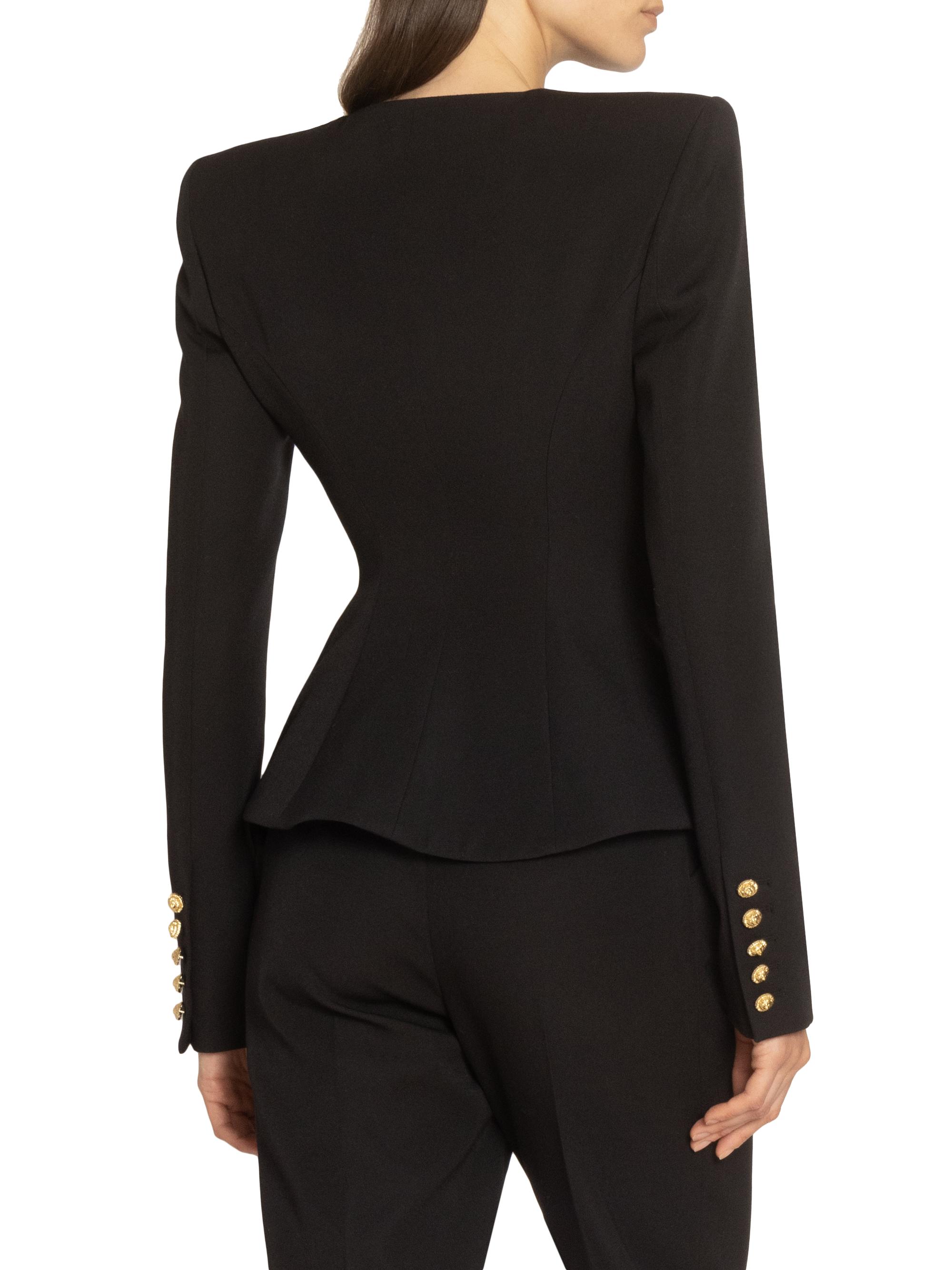 Balmain Grain de Poudre Buttoned Wool Basque Jacket | Saks Fifth Avenue