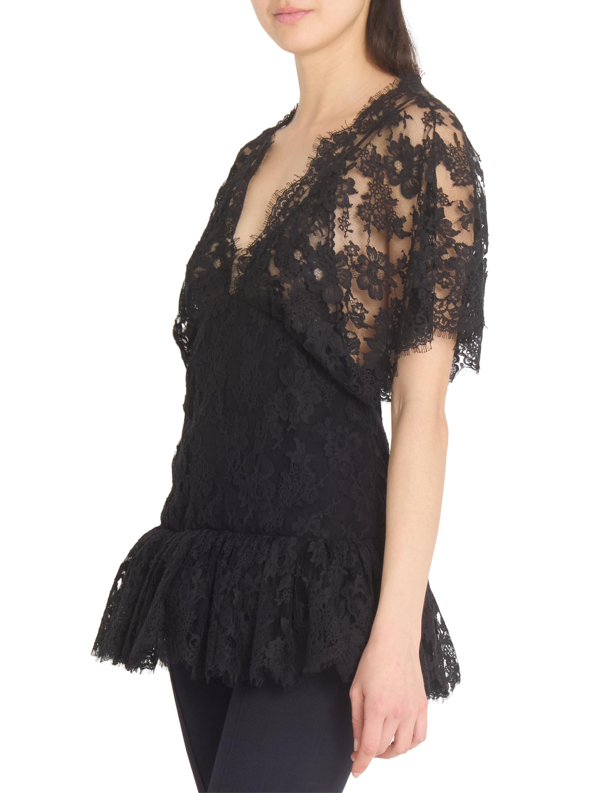 Chloé Ruffled Sheer Lace Top | Saks Fifth Avenue