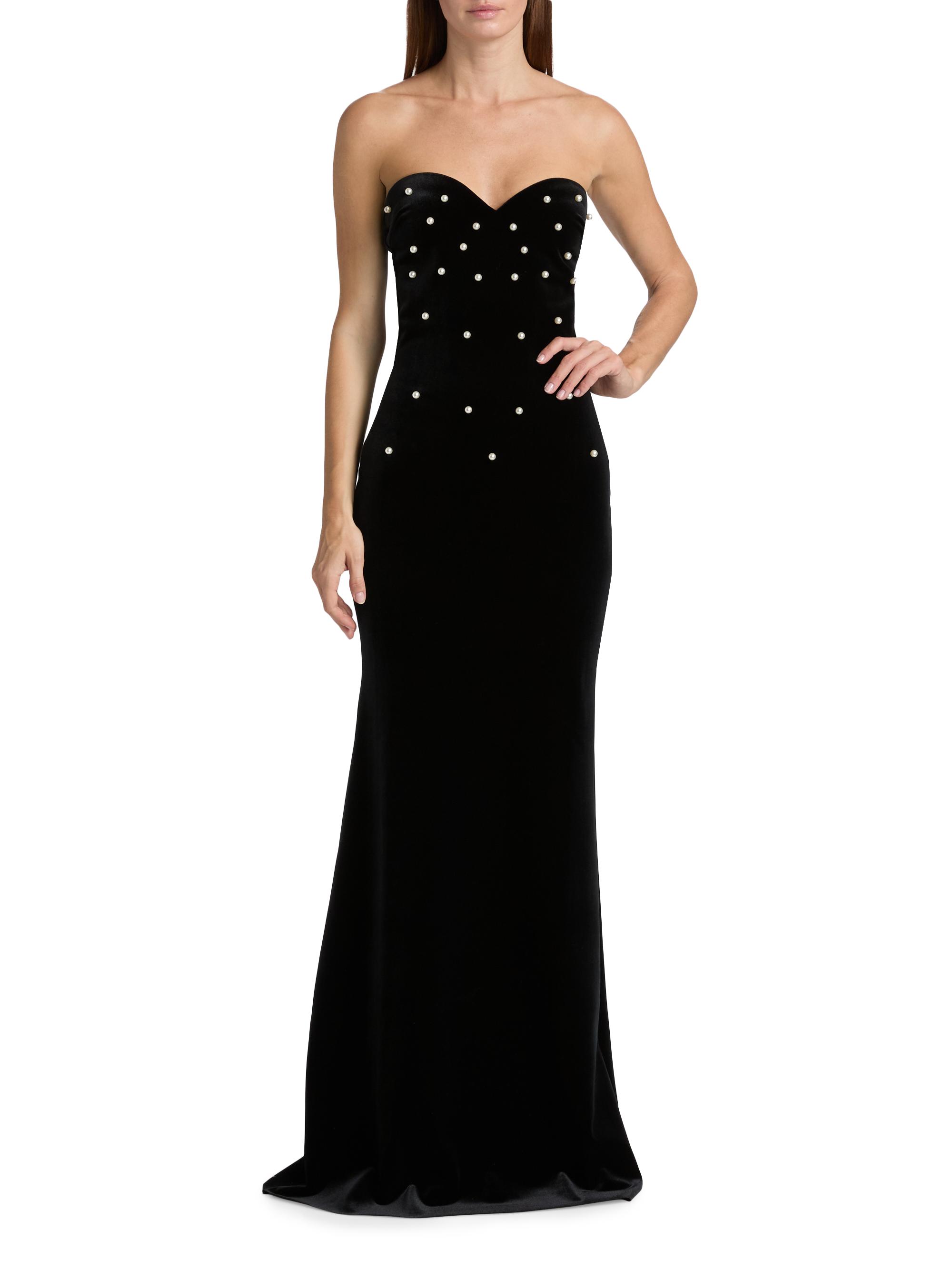 Chiara Boni La Petite Robe Evena Imitation Pearl-Embellished Velvet ...