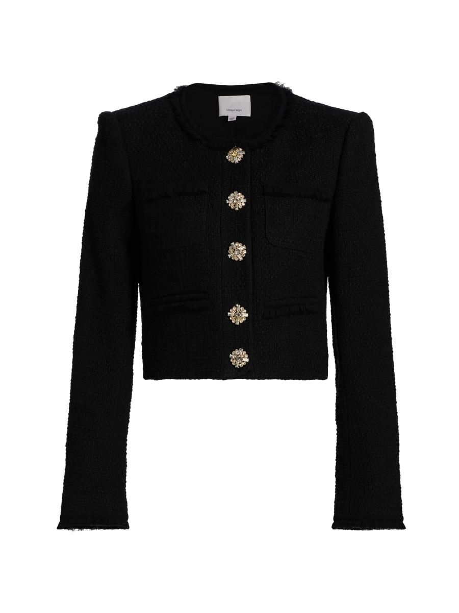 Cinq à Sept Linda Bouclé Cotton Crop Jacket | Saks Fifth Avenue