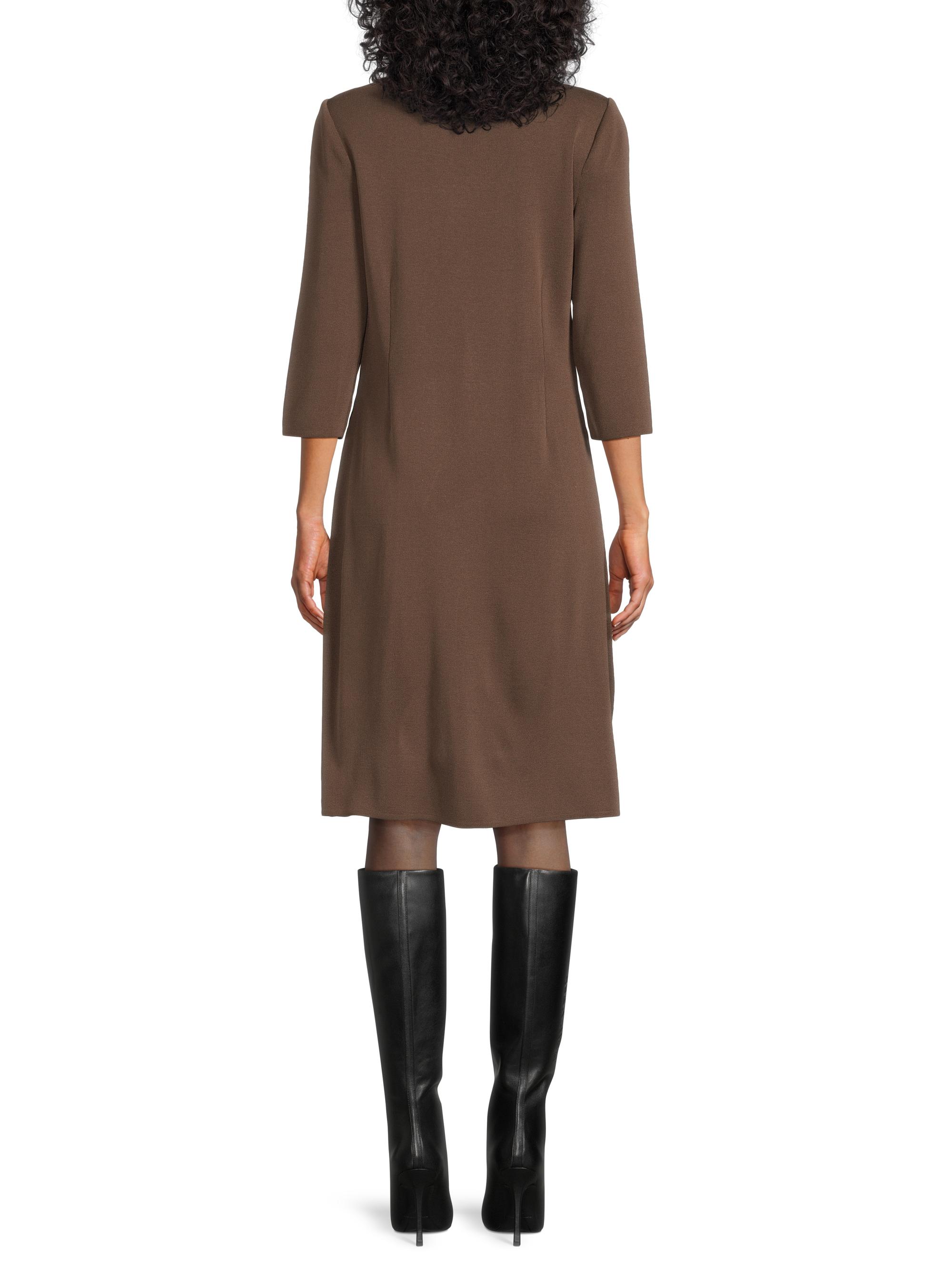 Ming Wang Missy Faux-Leather Appliqué Knit Knee-Length Dress | Saks Fifth Avenue