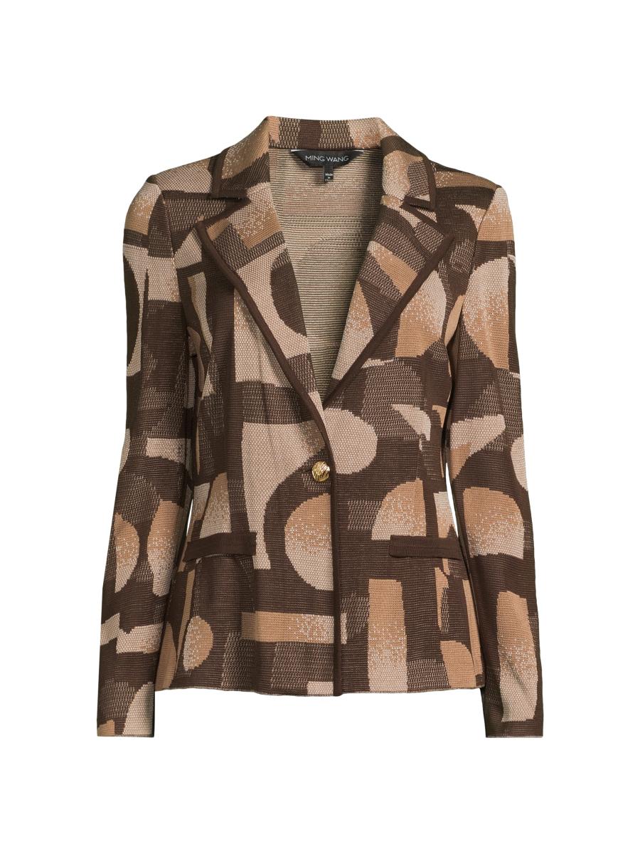 Ming Wang Missy Geometric Jacquard Blazer | Saks Fifth Avenue