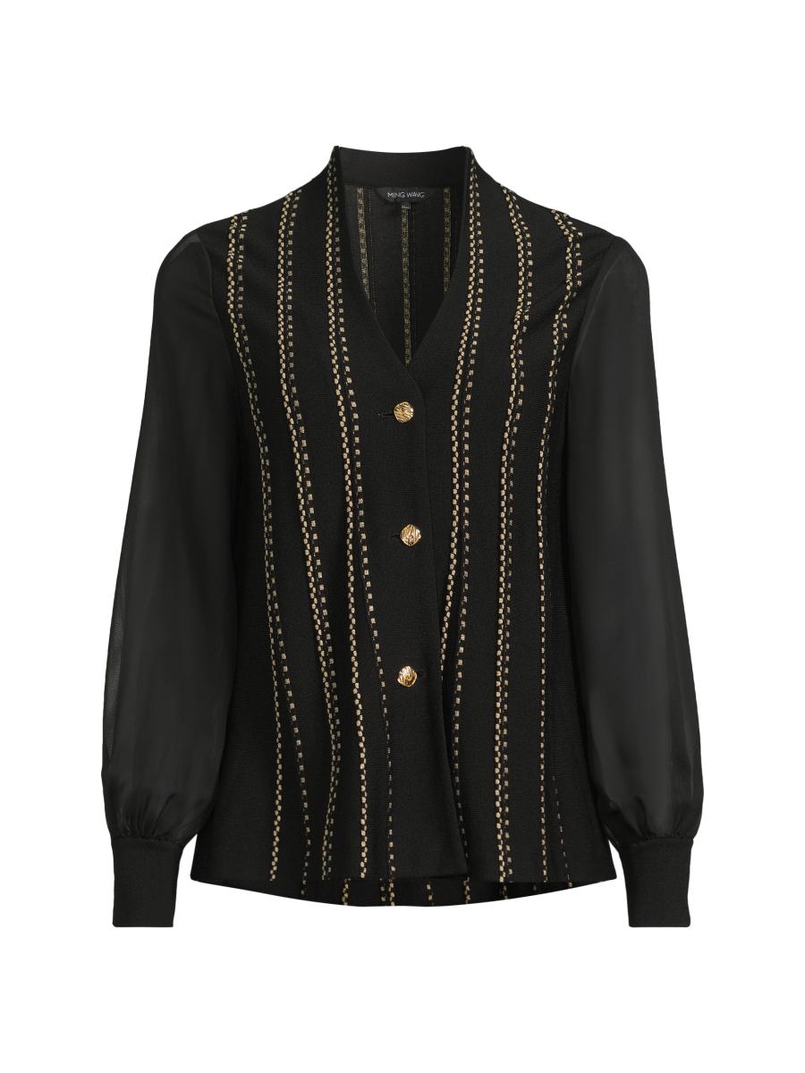 Ming Wang Missy Lurex-Knit Cardigan | Saks Fifth Avenue