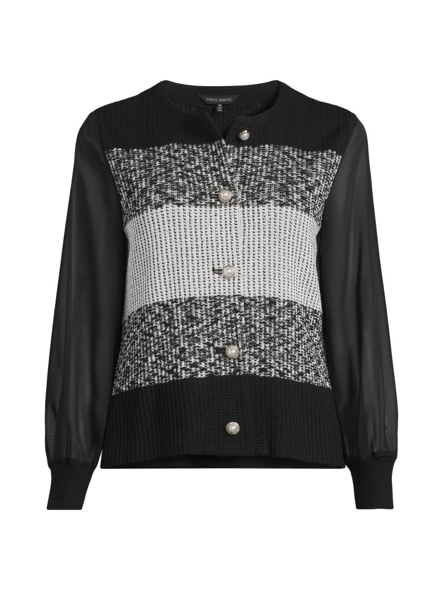 Ming Wang Missy Striped Knit Cardigan | Saks Fifth Avenue