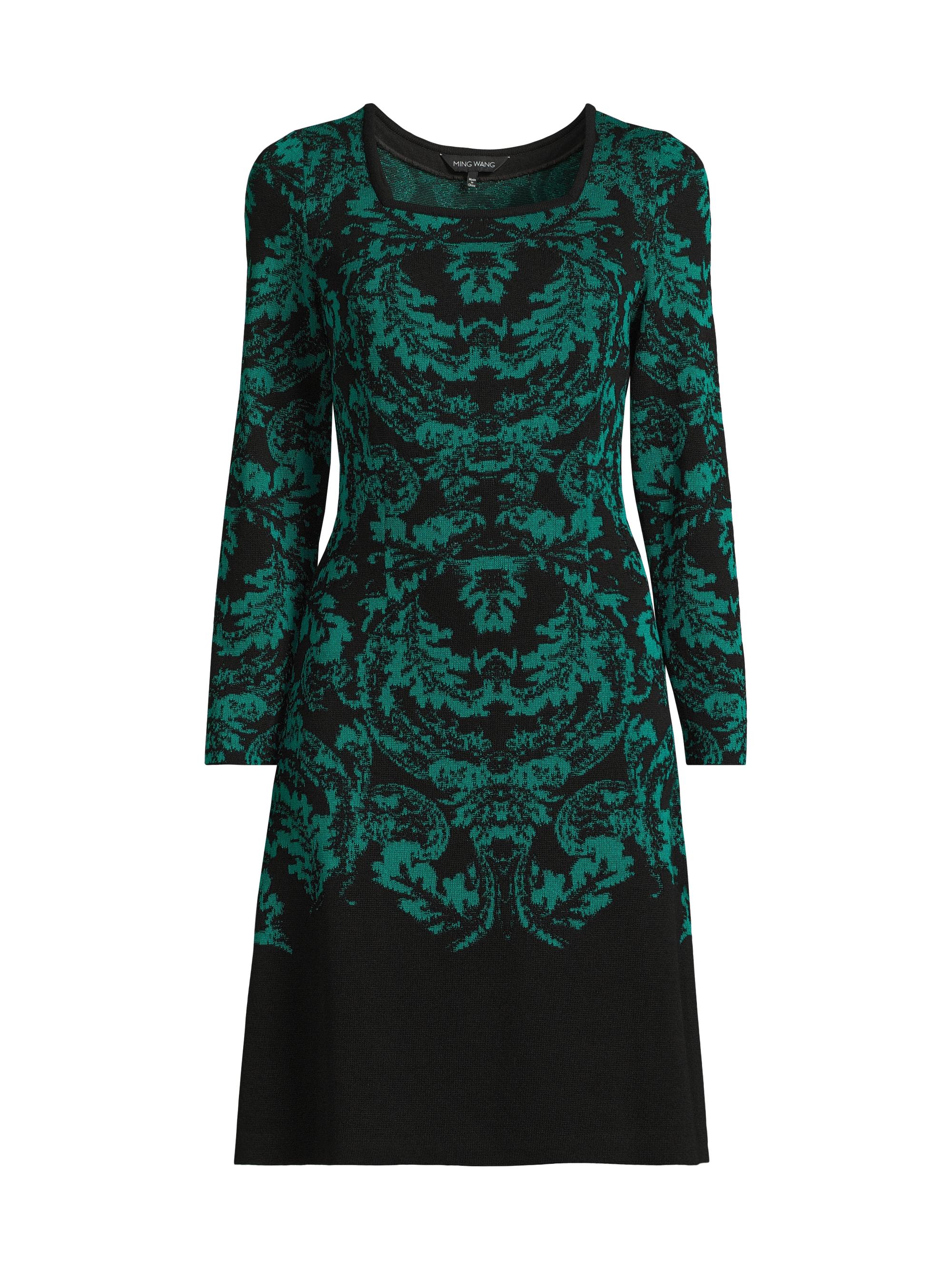 Ming Wang Missy Filigree Knit A-Line Knee-Length Dress | Saks Fifth Avenue