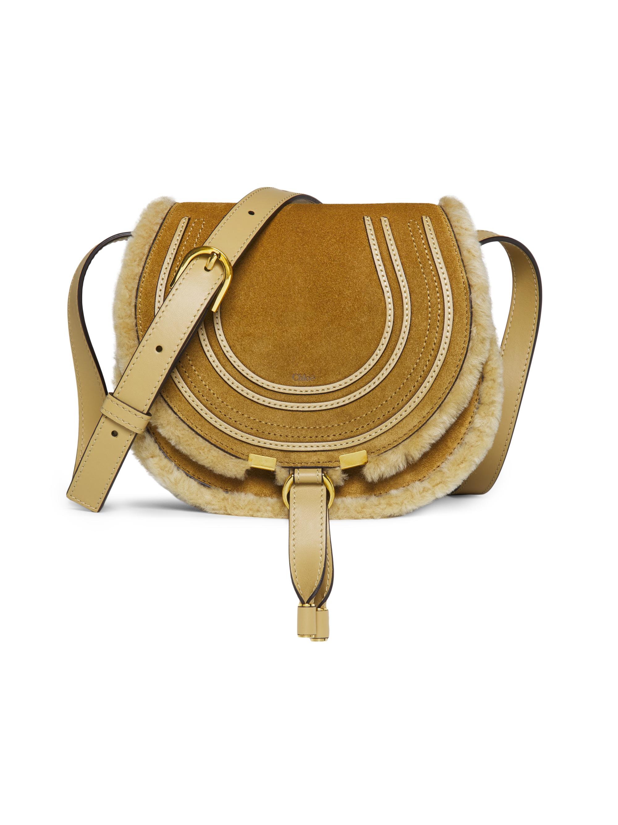 Chloé Small Marcie Shearling-Trimmed Suede Saddle Bag | Saks Fifth Avenue