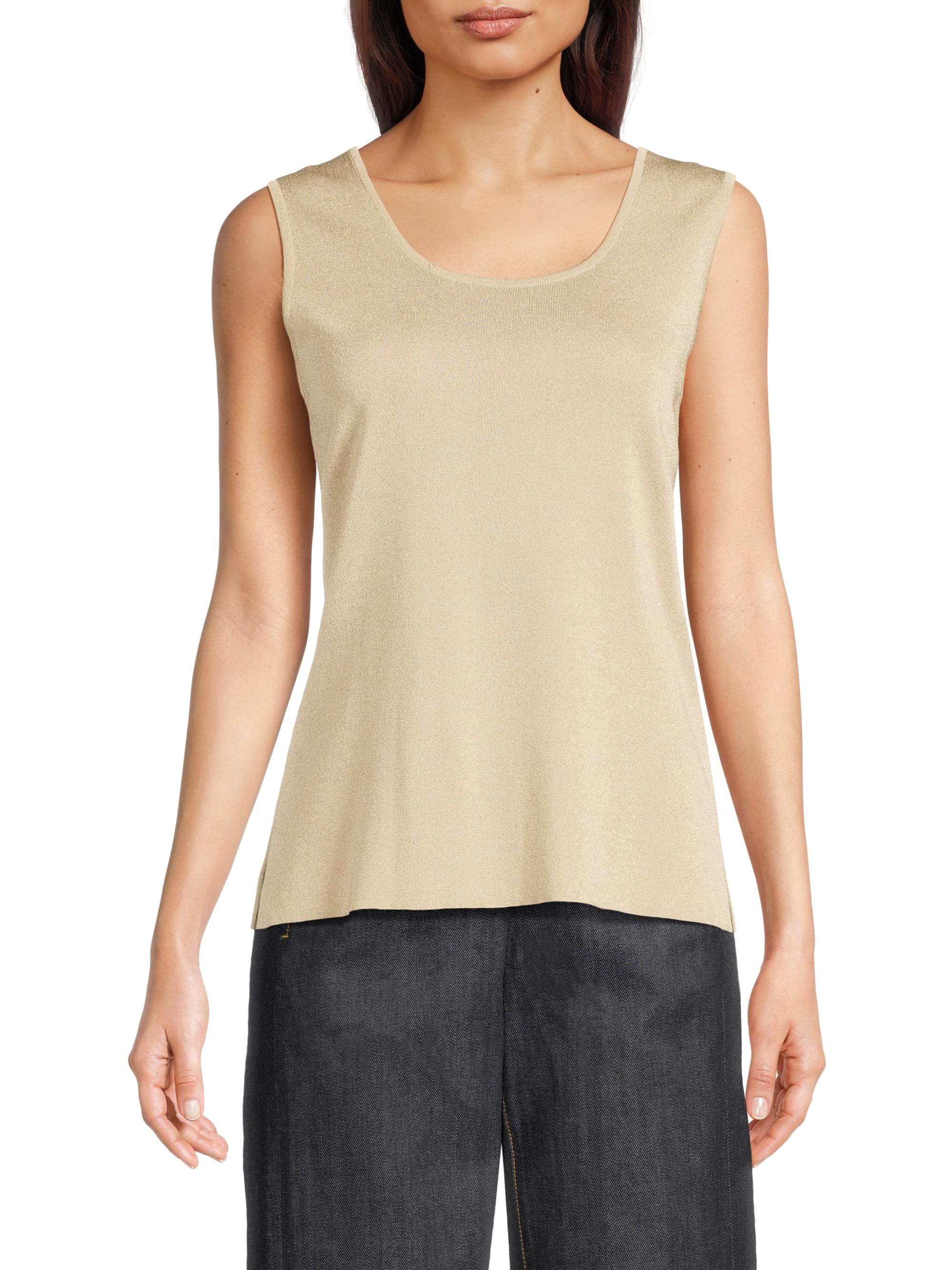 Ming Wang Missy Lurex-Knit Scoopneck Tank | Saks Fifth Avenue