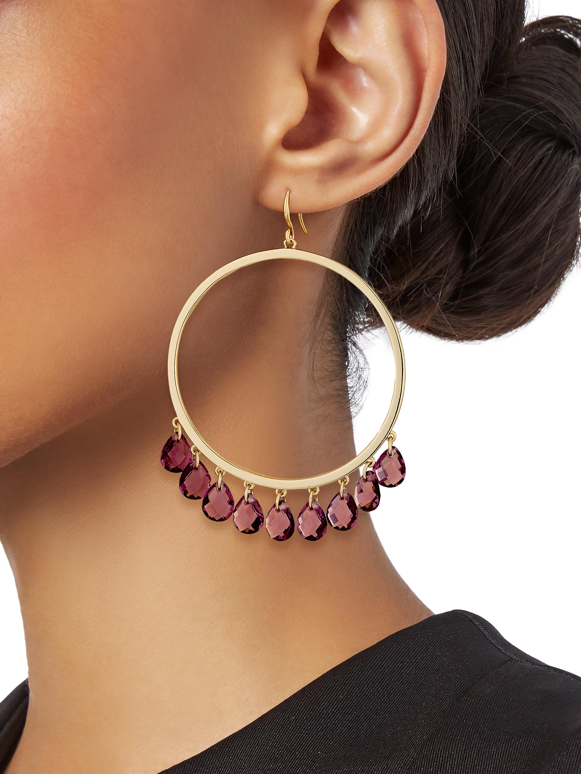 Ramy Brook Shani Goldtone & Glass Crystal Hoop Drop Earrings | Saks ...