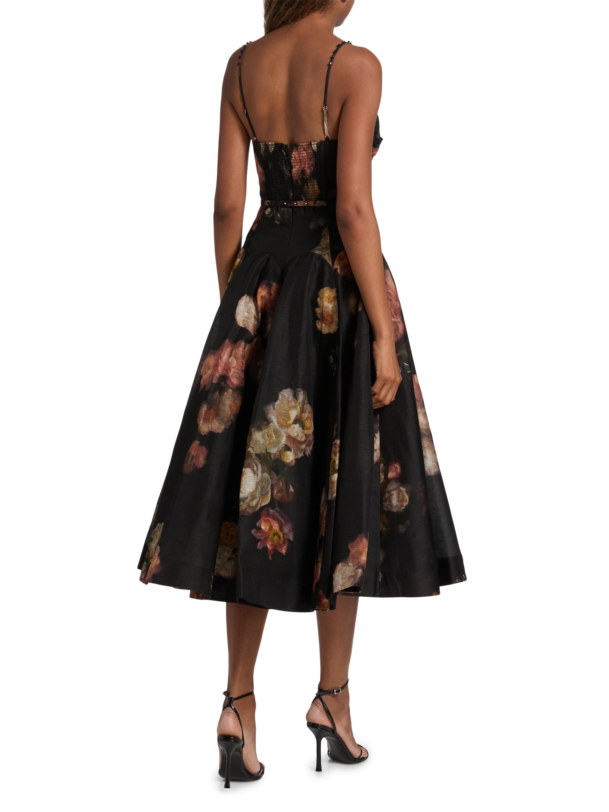 Zimmermann Hypnotic Twist Linen-Silk Midi-Dress | Saks Fifth Avenue