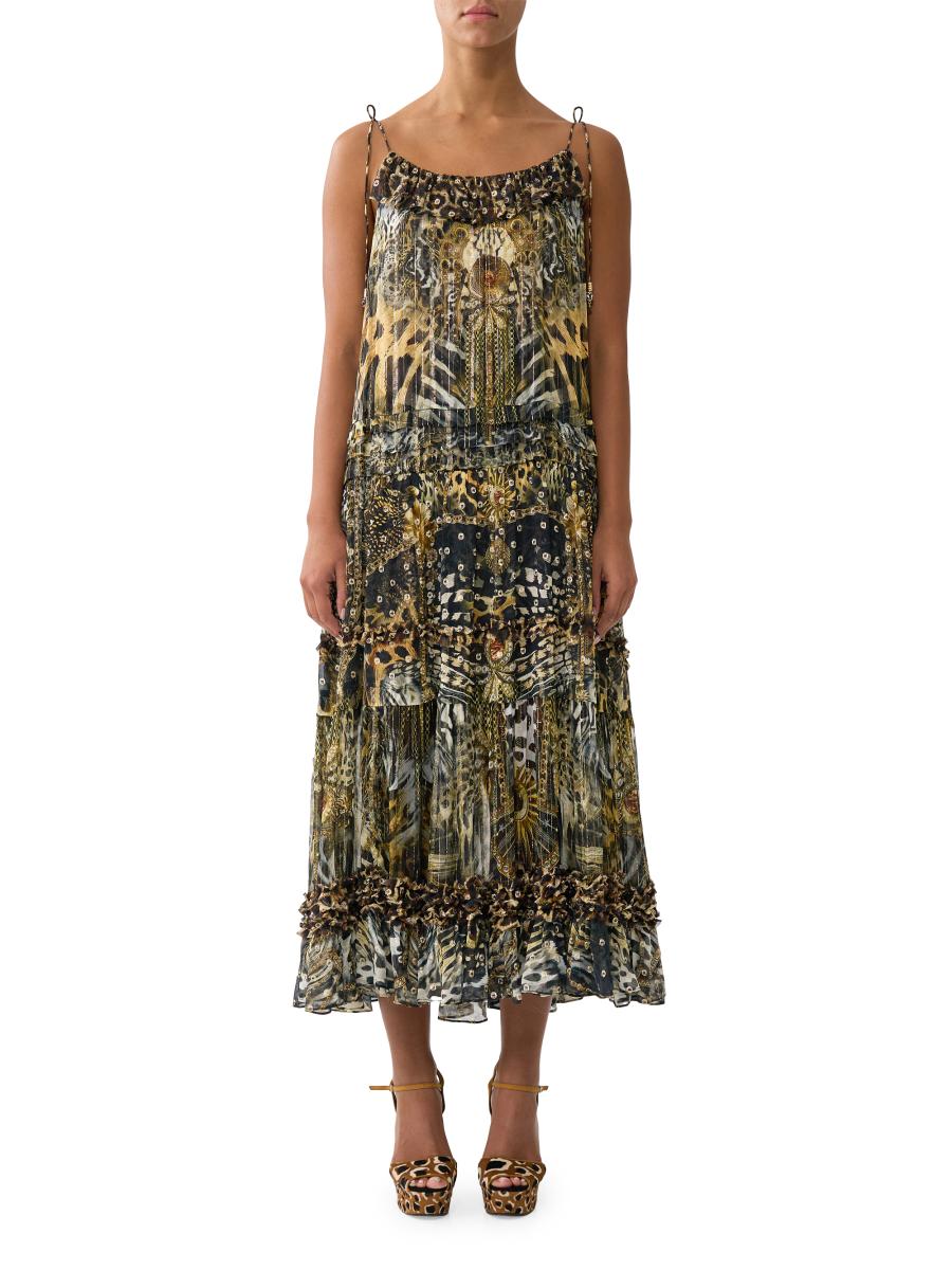 Camilla Feline Folklore Tiered Fringe Midi-Dress | Saks Fifth Avenue