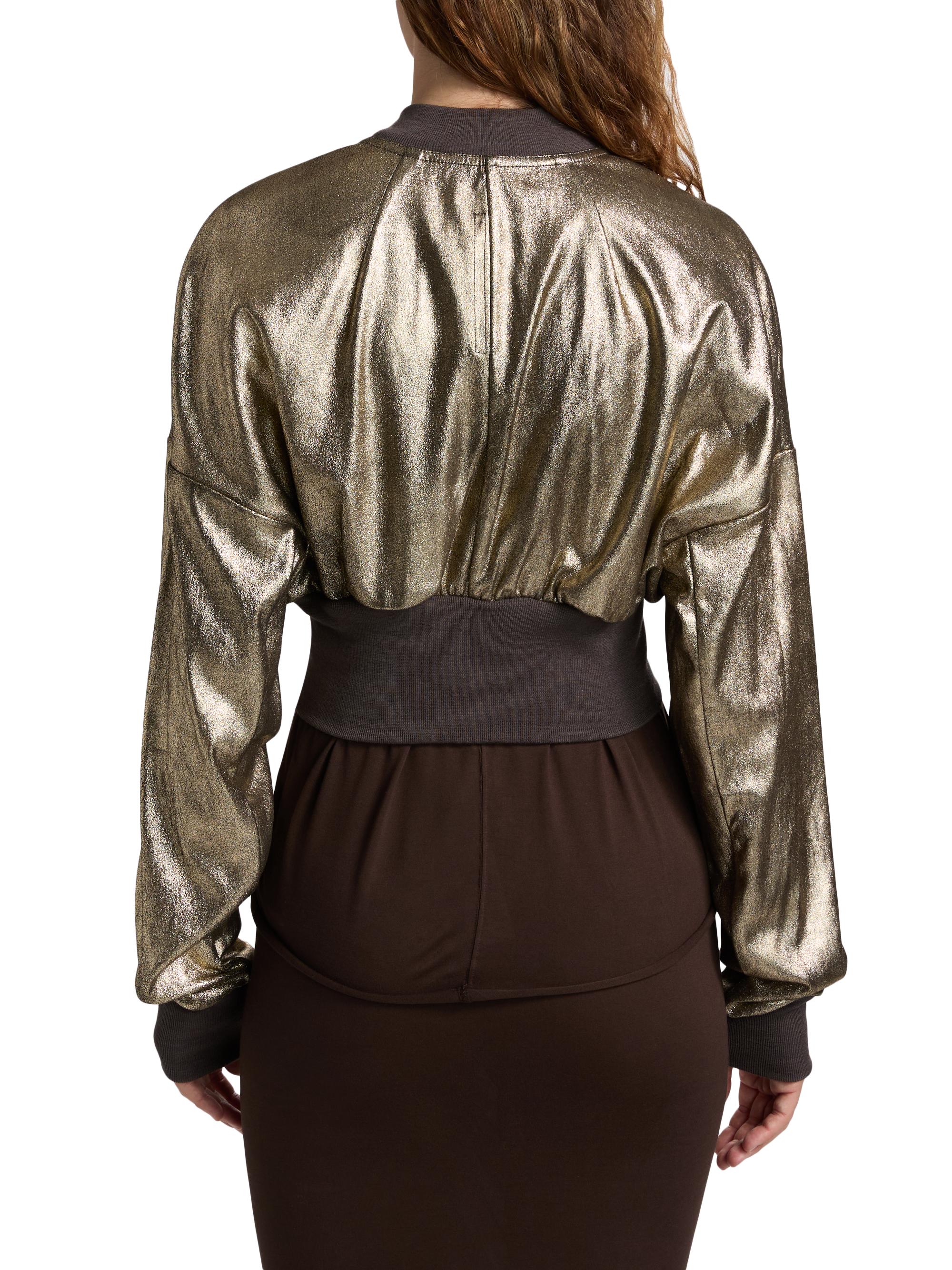 Rick Owens Flight Metallic Leather & Cotton-Blend Crop Jacket | Saks ...