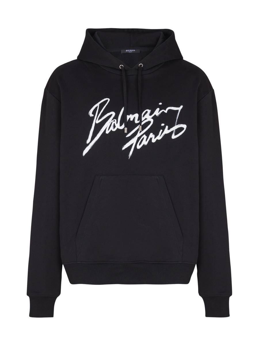 Balmain Logo Script Hoodie | Saks Fifth Avenue