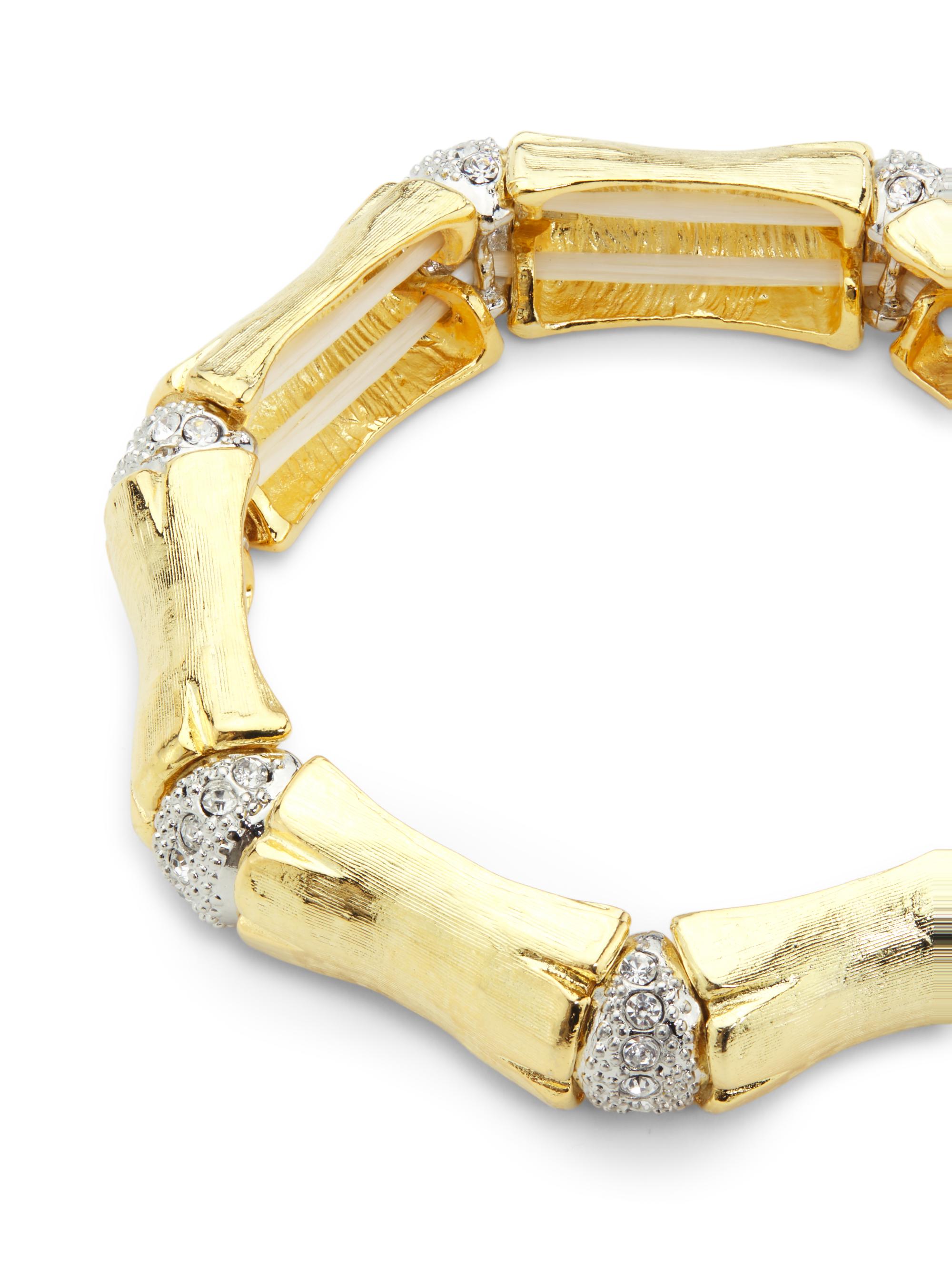 Kenneth Jay Lane Bamboo Two-Tone & Glass Crystal Stretch Bracelet ...