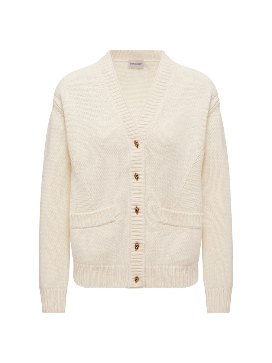 Moncler V-Neck Cardigan in Wool & Cashmere | Saks Fifth Avenue