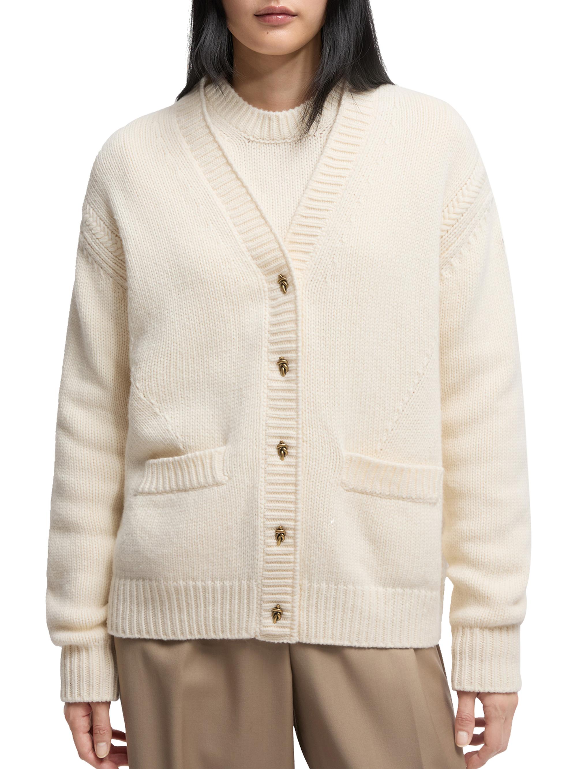 Moncler V-Neck Cardigan in Wool & Cashmere | Saks Fifth Avenue
