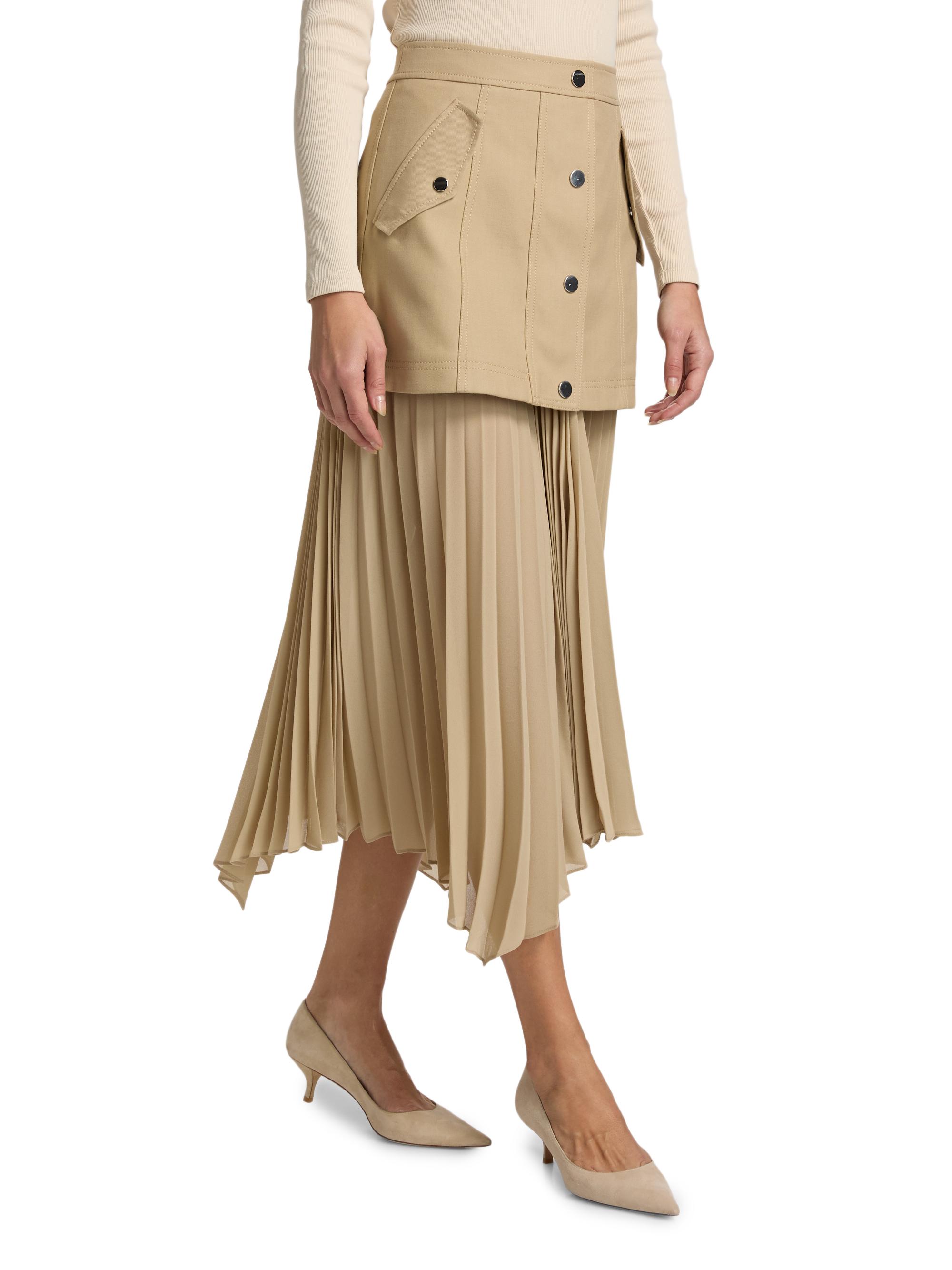Veronica Beard Patricka Mixed Media Pleated Midi-Skirt | Saks Fifth Avenue