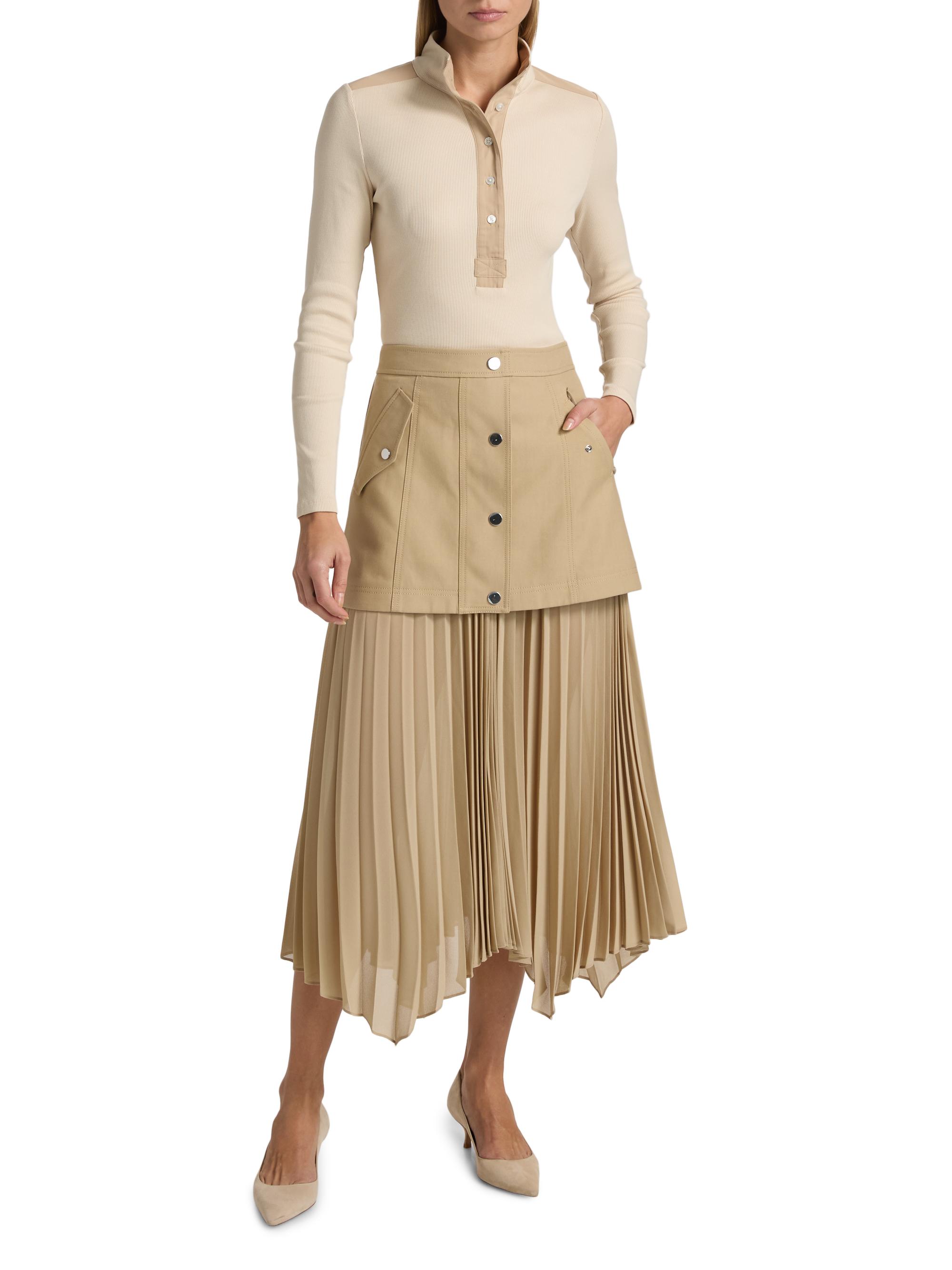 Veronica Beard Patricka Mixed Media Pleated Midi-Skirt | Saks Fifth Avenue