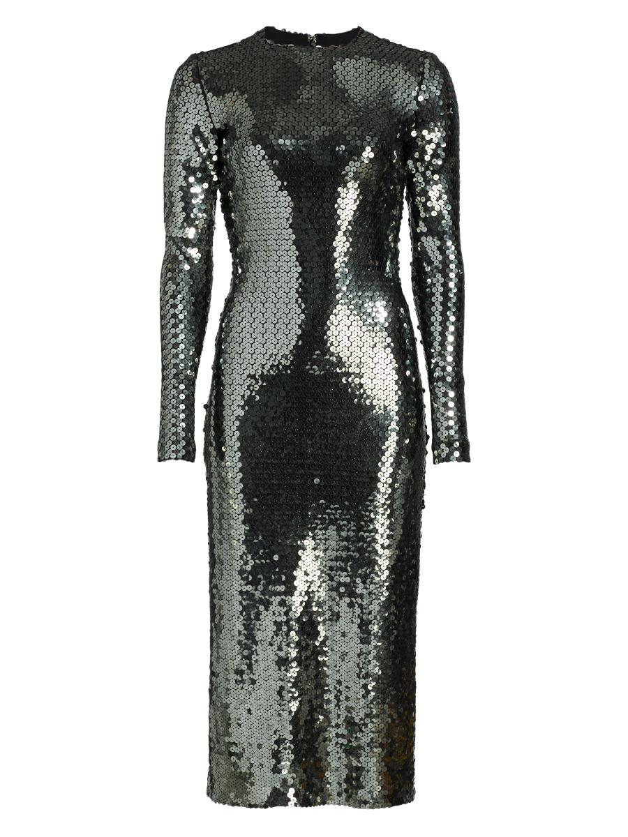 Sergio Hudson Sequined Long-Sleeve Body-Con Midi-Dress | Saks Fifth Avenue