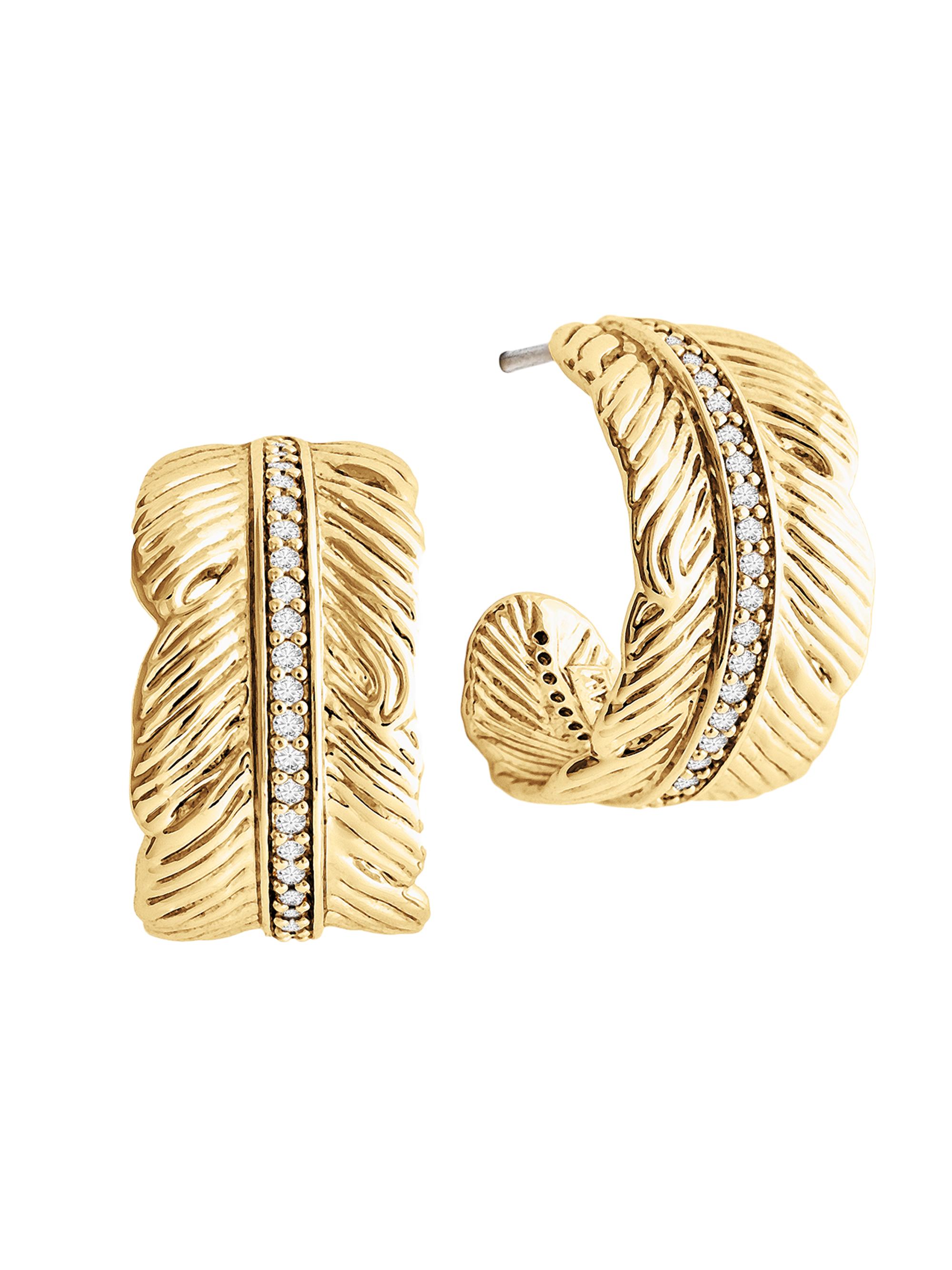 Anabel Aram Feather 18K-Gold-Plated & Crystal Small Hoop Earrings ...