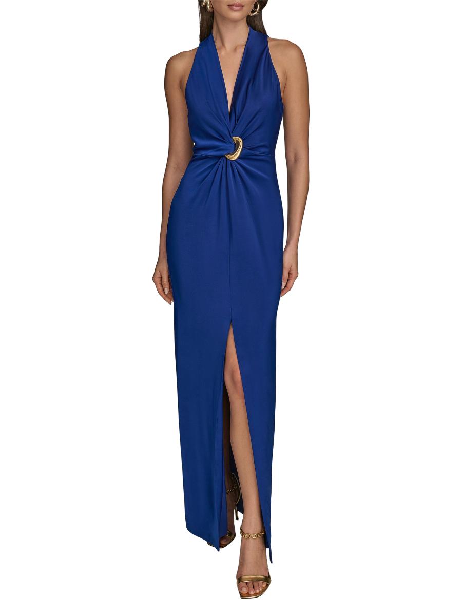 Donna Karan New York Gathered Satin Sleeveless Gown | Saks Fifth Avenue