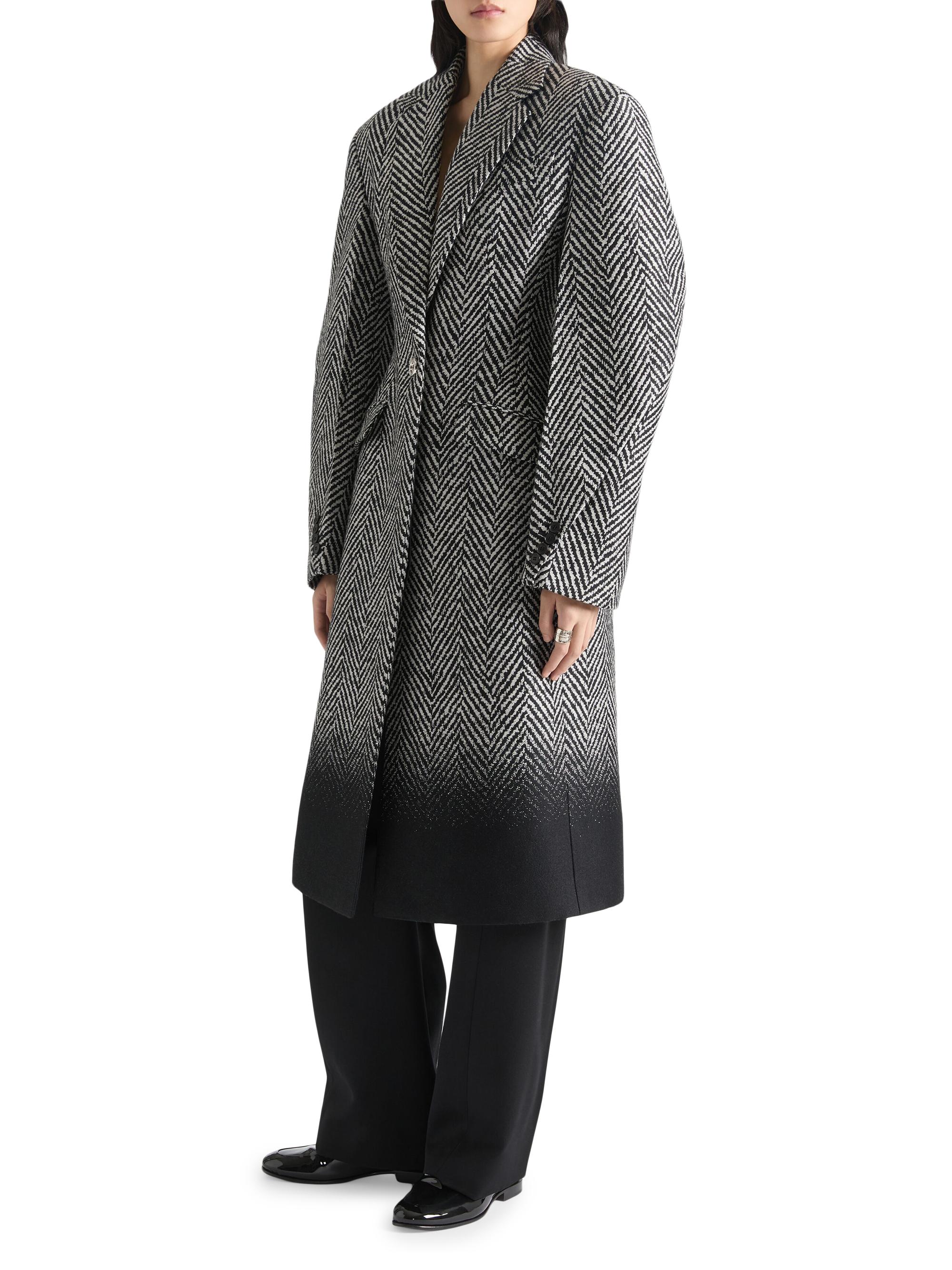 Givenchy Coat in Wool Herringbone with Gradient Hem | Saks Fifth Avenue