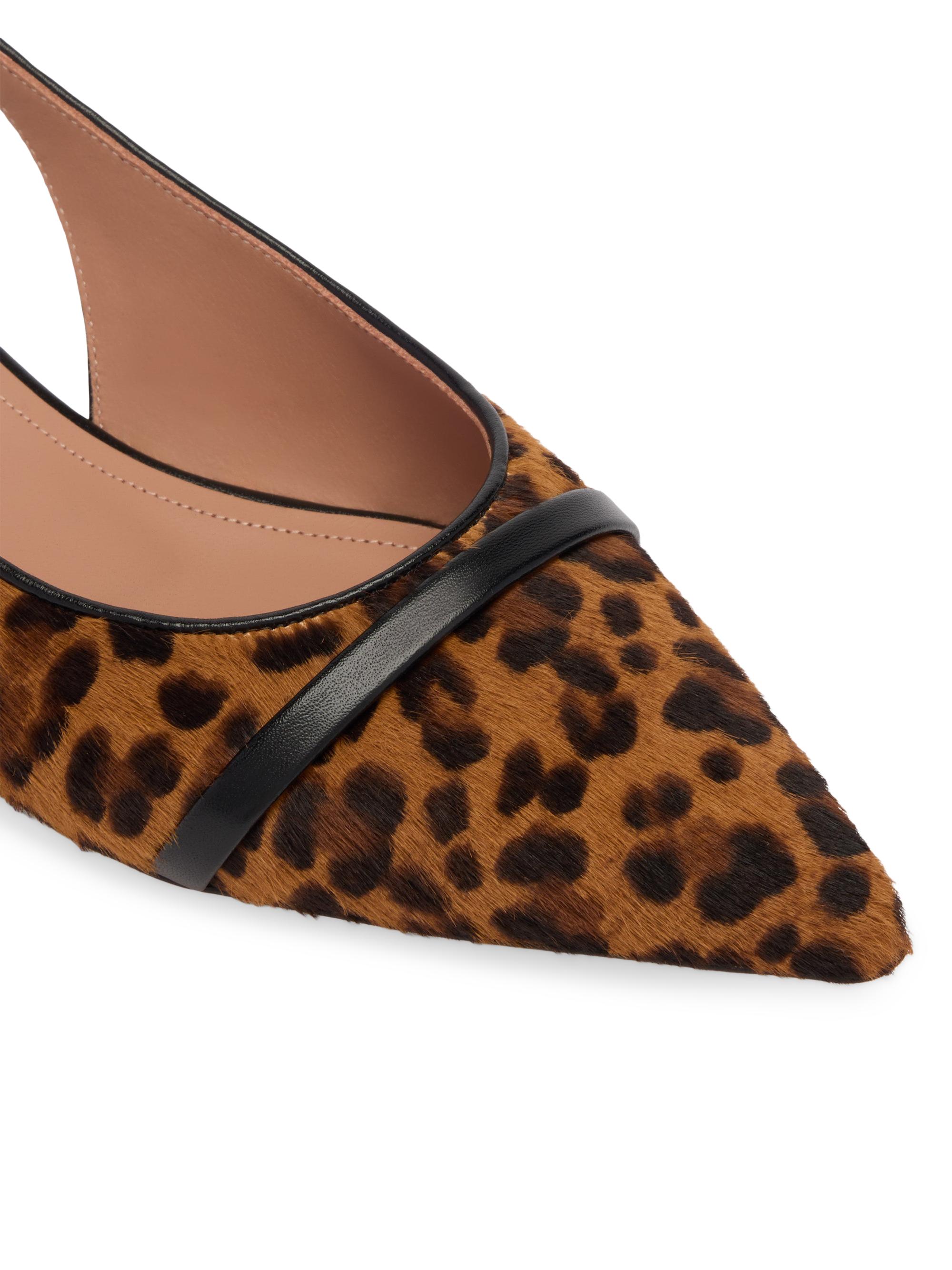 Malone Souliers Jama Leopard Print Calf Hair Slingback Flat Pumps ...