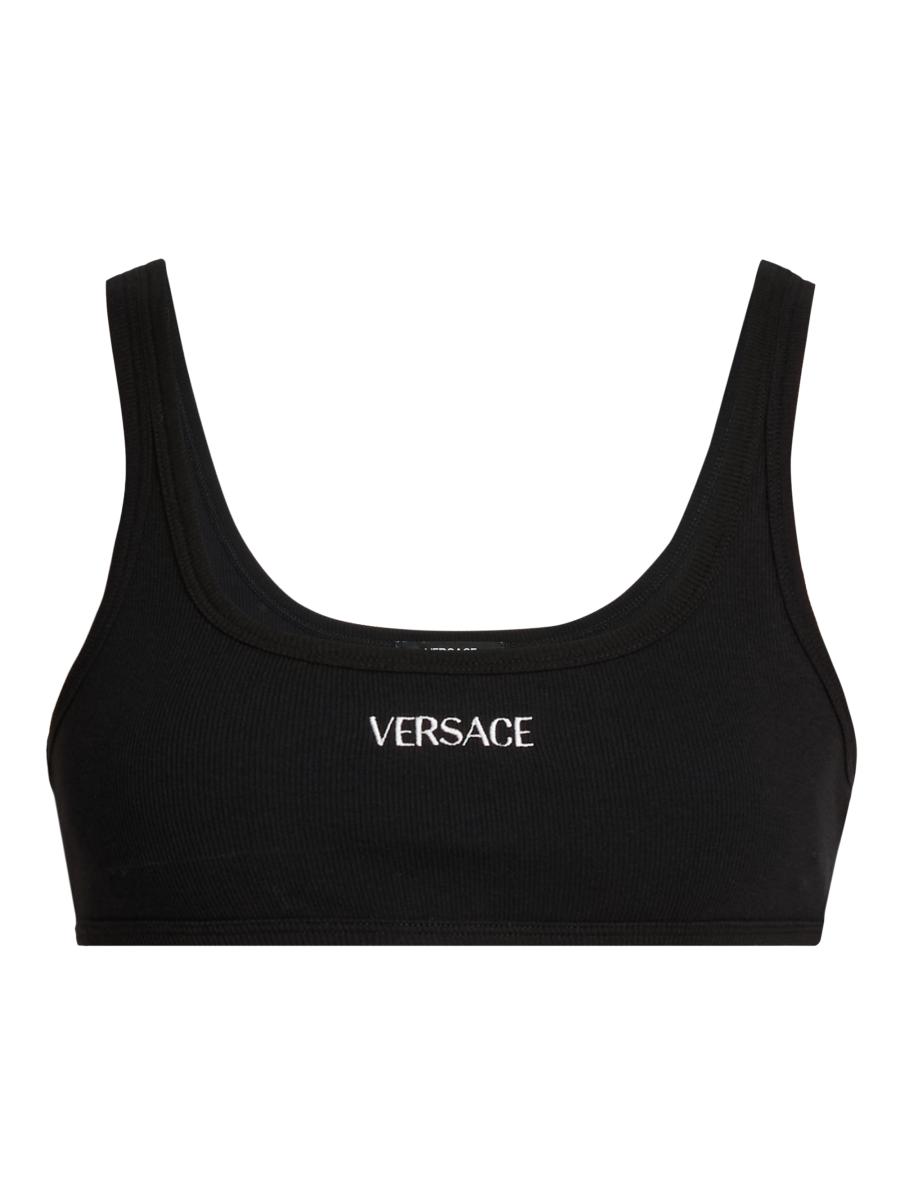 Versace Logo Cotton Rib Sports Bra | Saks Fifth Avenue