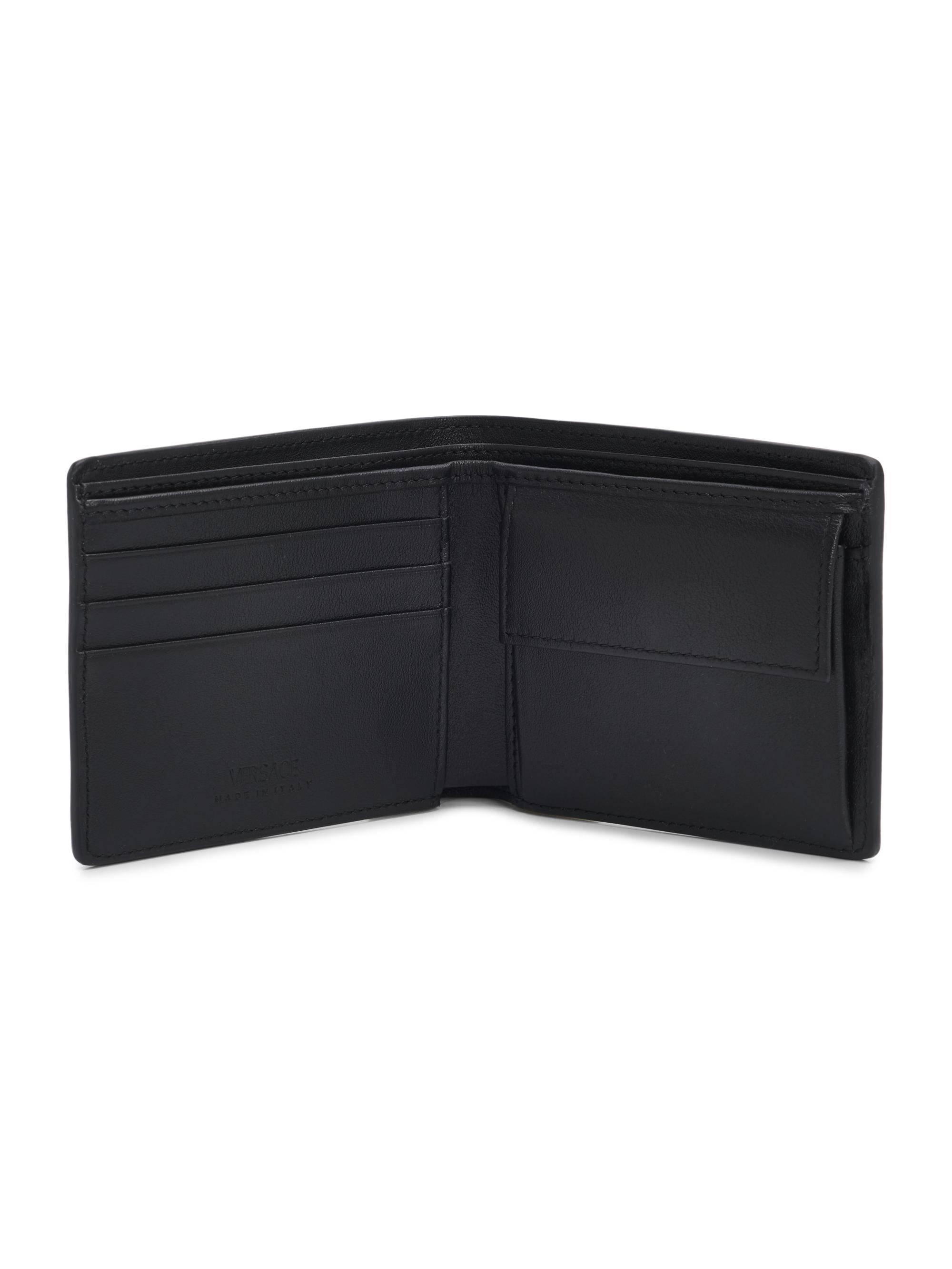 Versace Monogram Jacquard & Leather Bifold Wallet | Saks Fifth Avenue