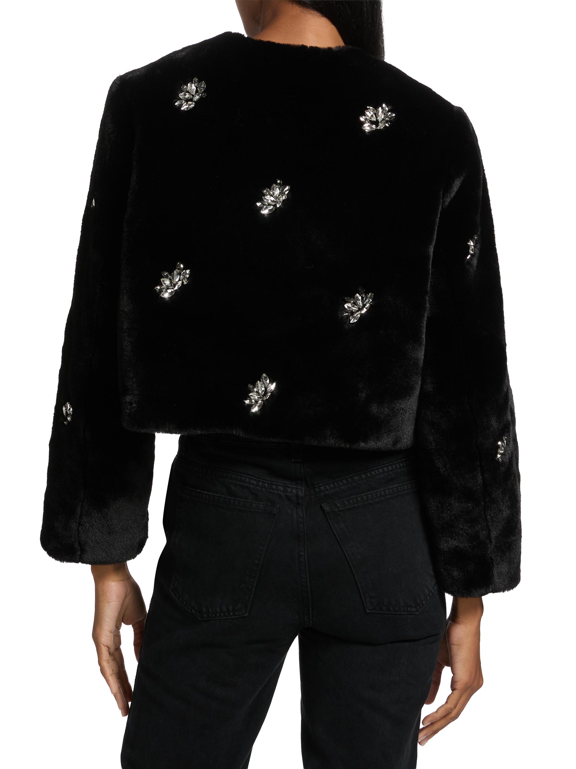 dh New York Monique Crystal-Embellished Faux-Fur Jacket | Saks Fifth Avenue