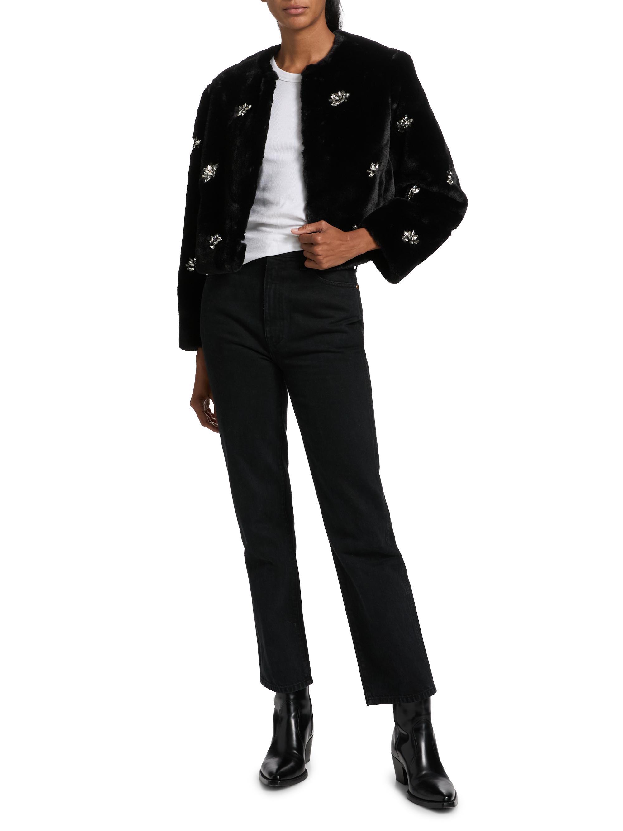 dh New York Monique Crystal-Embellished Faux-Fur Jacket | Saks Fifth Avenue