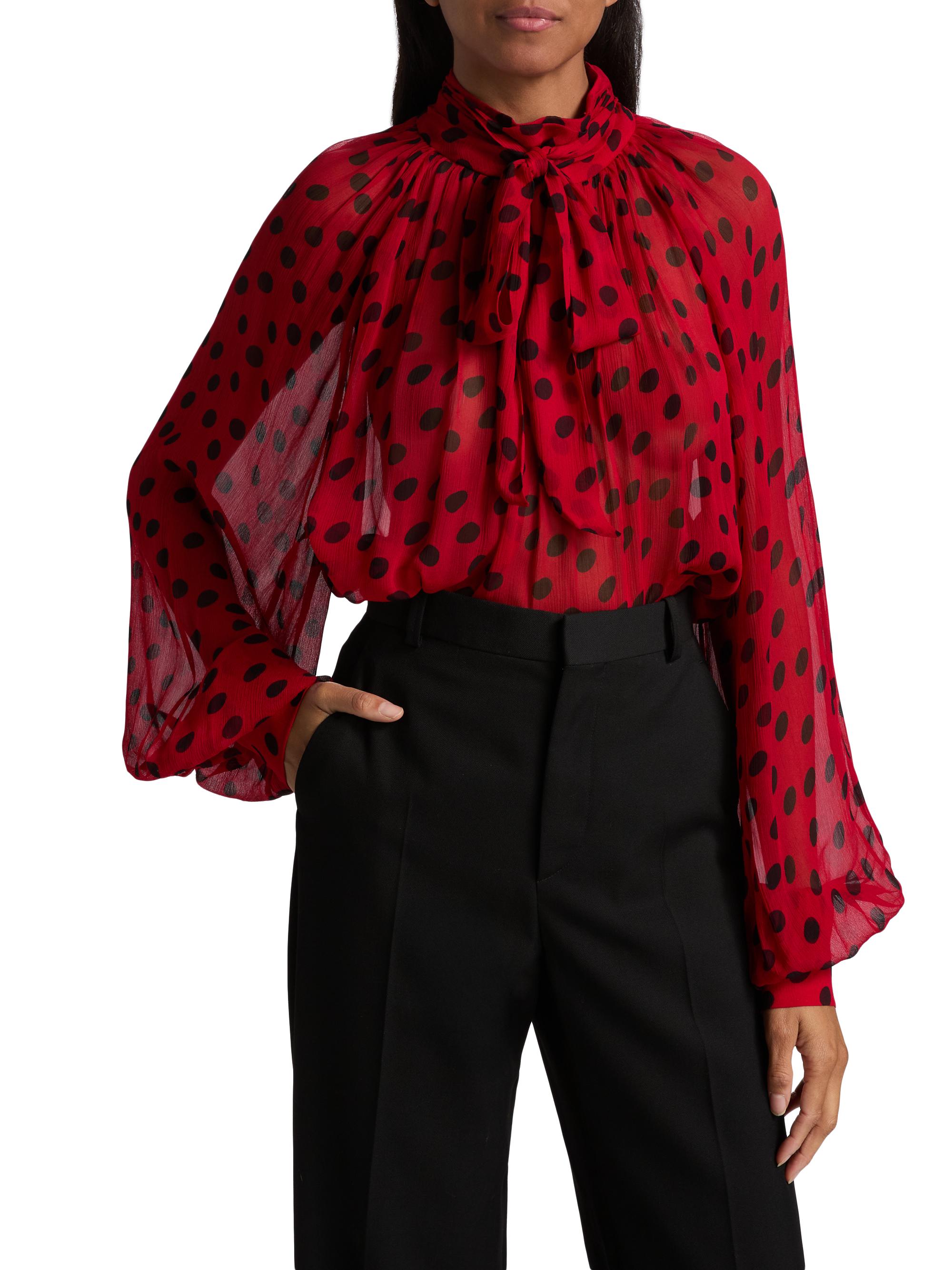 Ronny Kobo Zenia Polka Dot Shirred Blouse | Saks Fifth Avenue