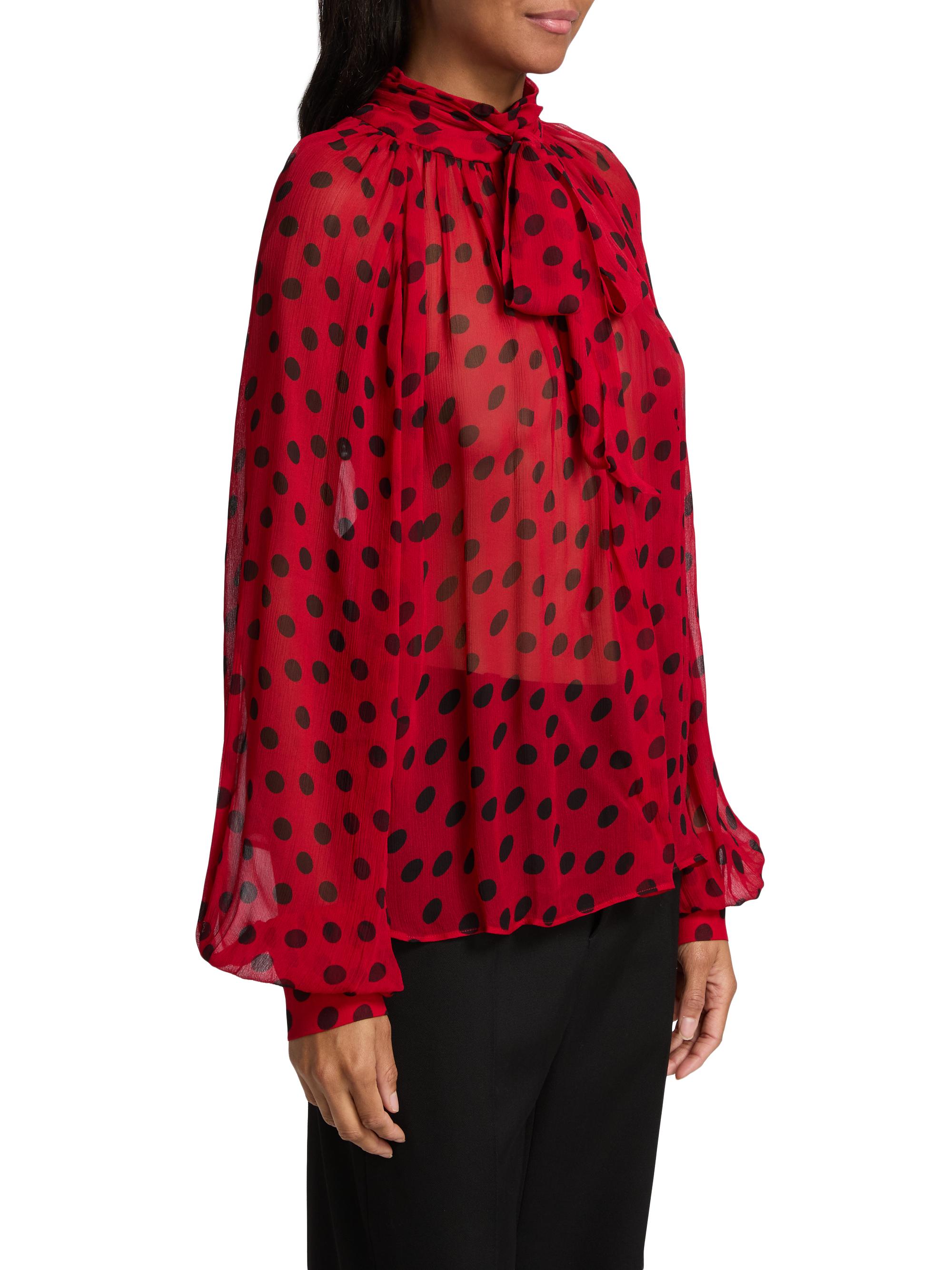 Ronny Kobo Zenia Polka Dot Shirred Blouse | Saks Fifth Avenue