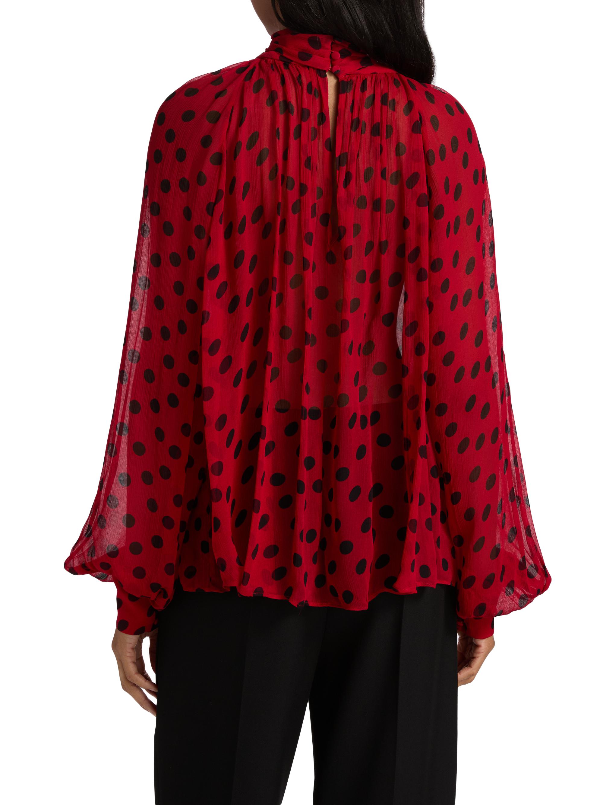 Ronny Kobo Zenia Polka Dot Shirred Blouse | Saks Fifth Avenue