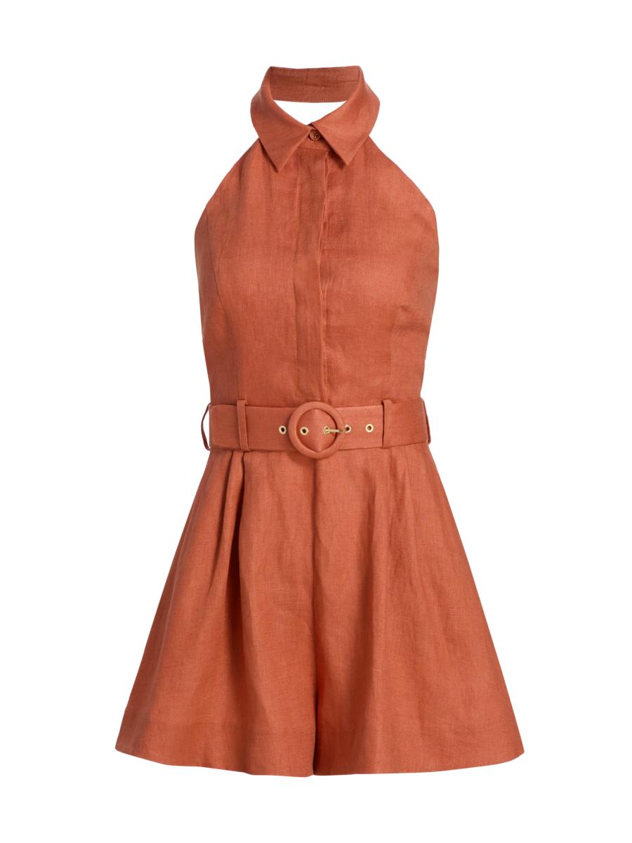 Zimmermann Awaken Halterneck Linen Romper | Saks Fifth Avenue