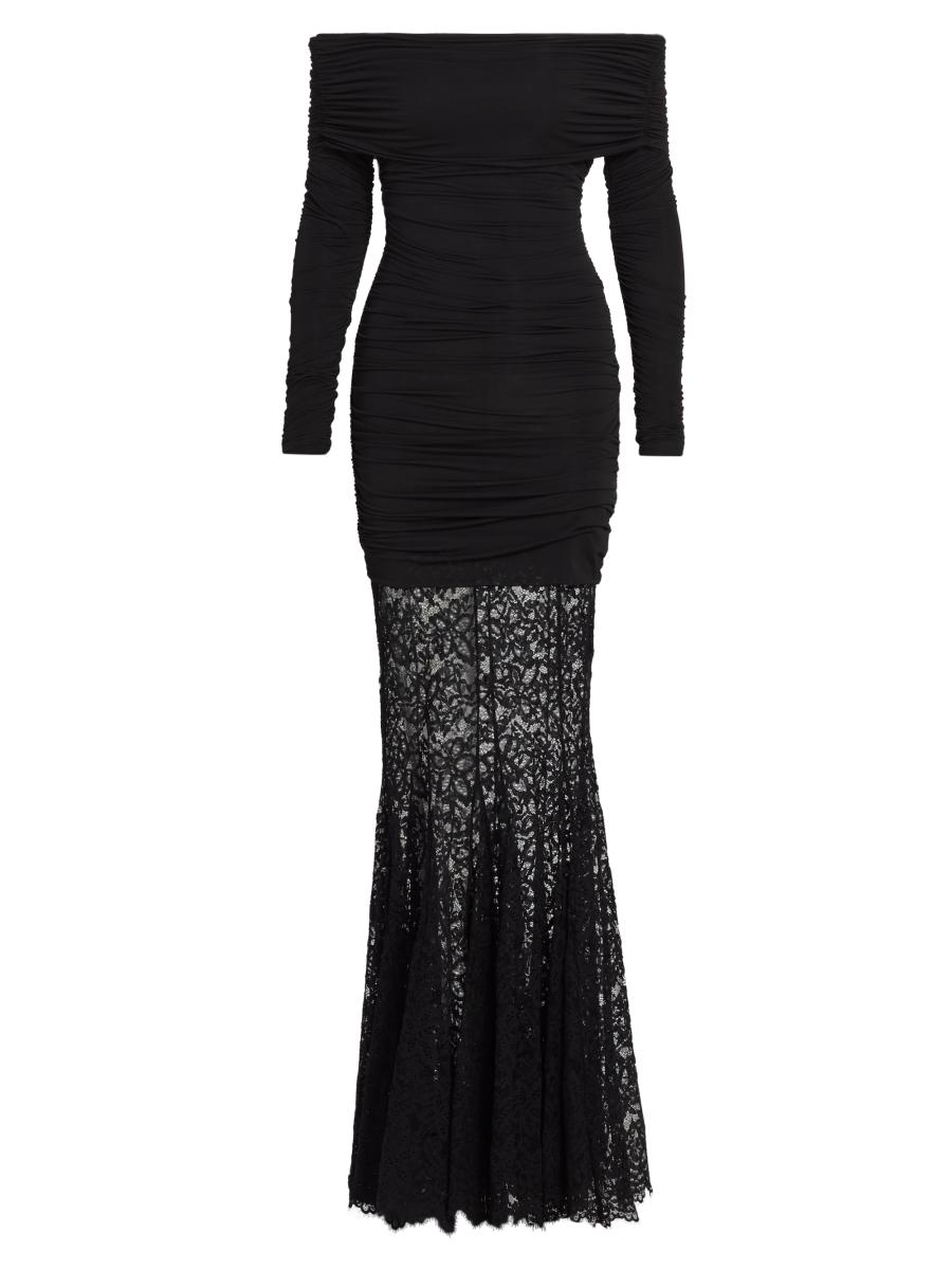 Ronny Kobo Alora Off-the-Shoulder Mixed Media Maxi Dress | Saks Fifth ...