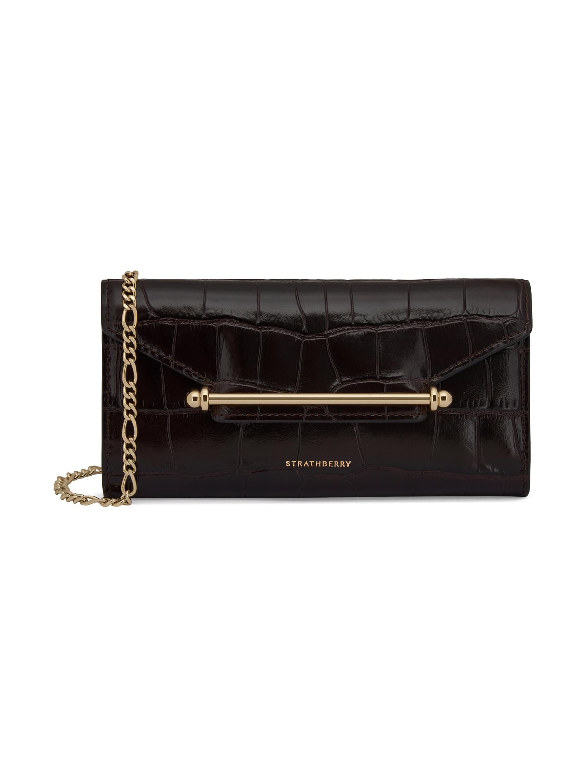 Strathberry Multrees Large Croc-Embossed Leather Convertible Wallet-On ...