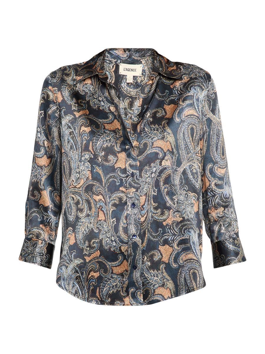 L'AGENCE Dani Paisley Silk Blouse | Saks Fifth Avenue
