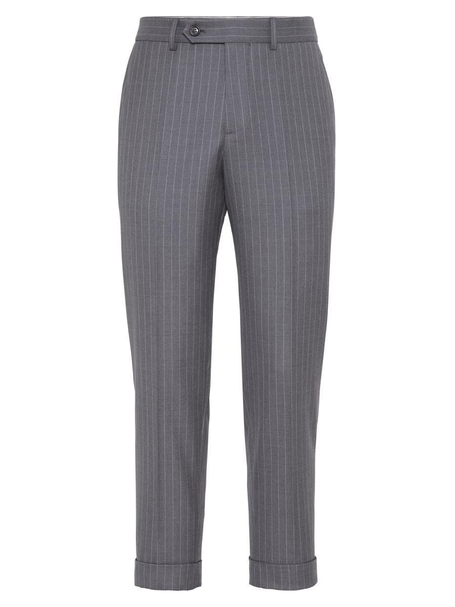 Brunello Cucinelli Virgin Wool Chalk Stripe Batavia Formal Fit Trousers ...