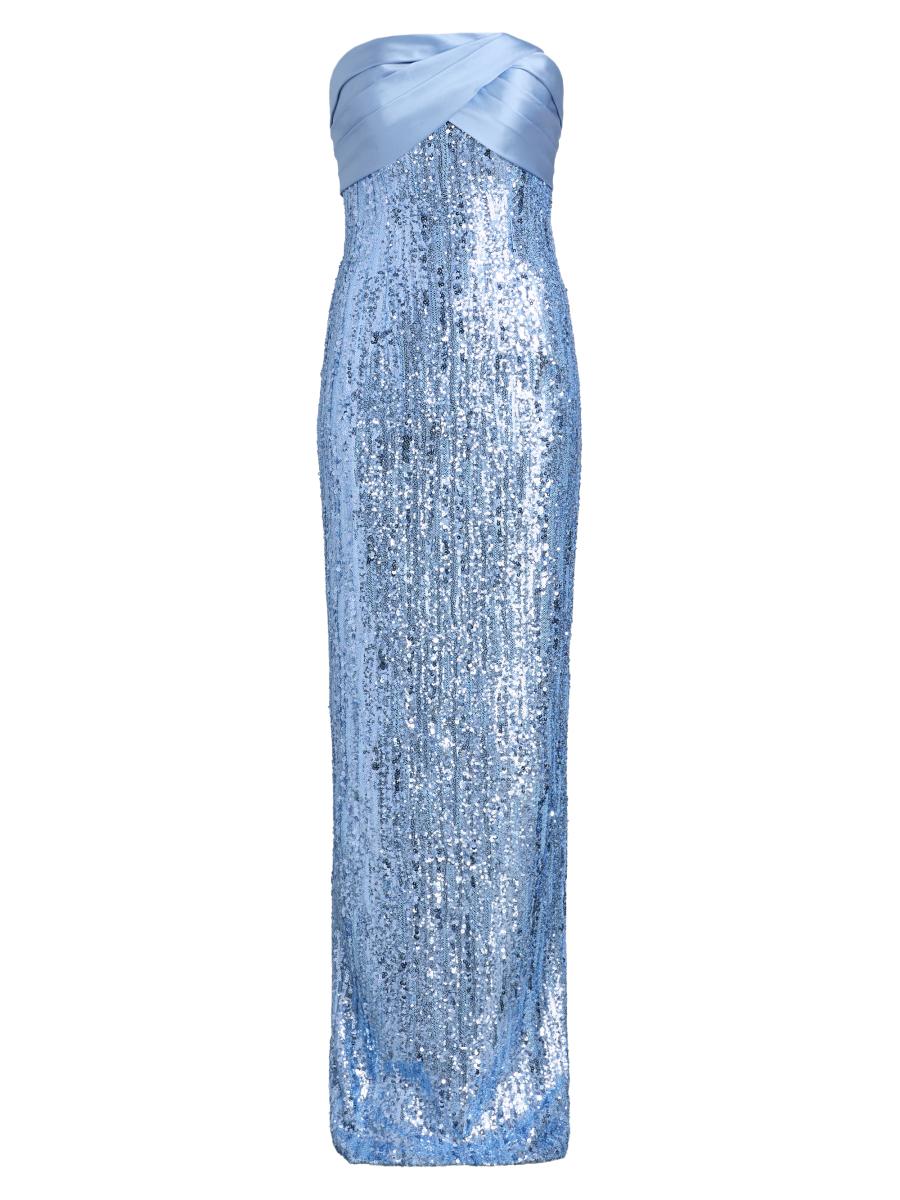 Pamella Roland Sequined Satin Mix Media Gown | Saks Fifth Avenue