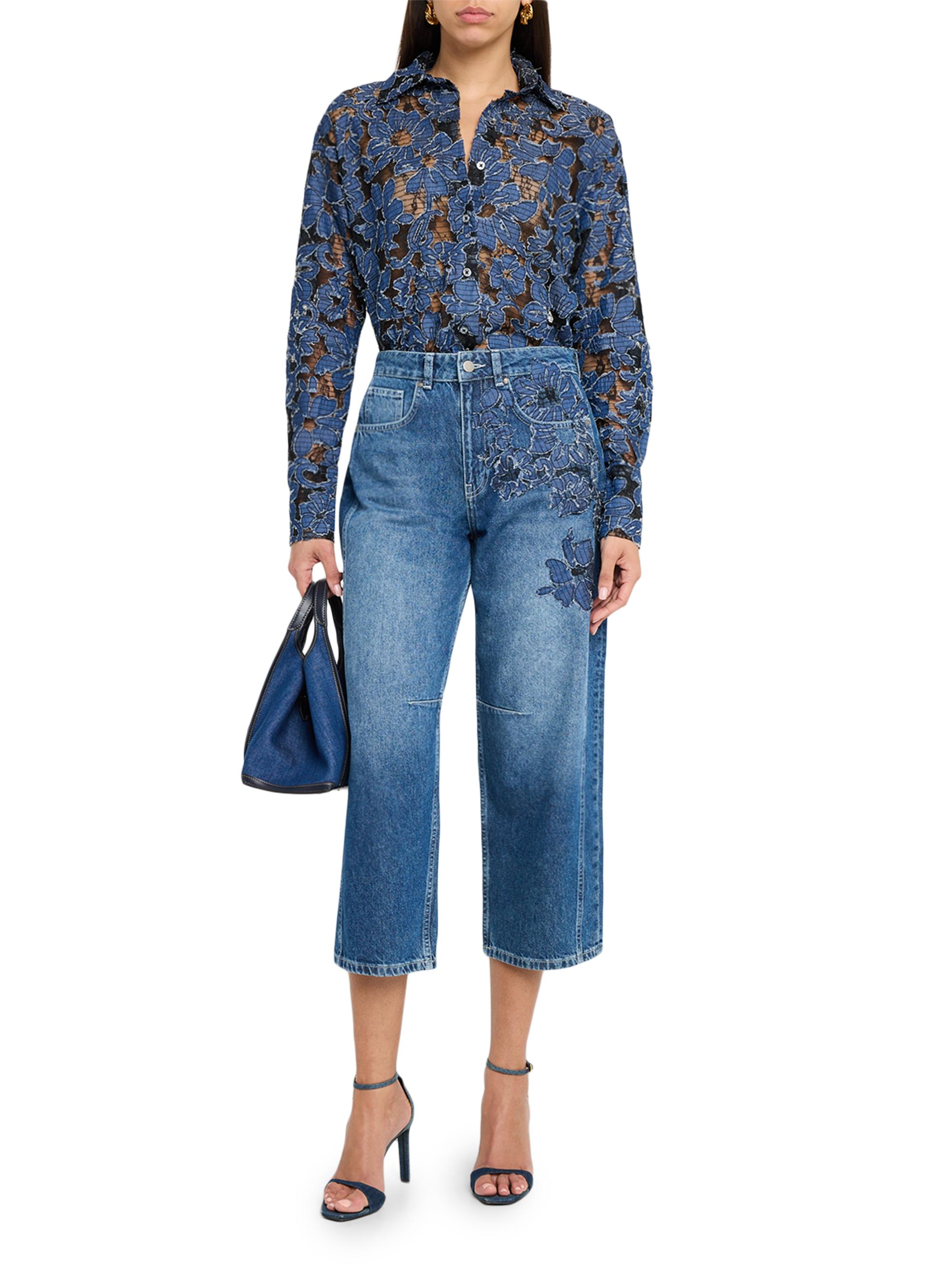 JBQ Archie Floral Straight-Leg Crop Jeans | Saks Fifth Avenue